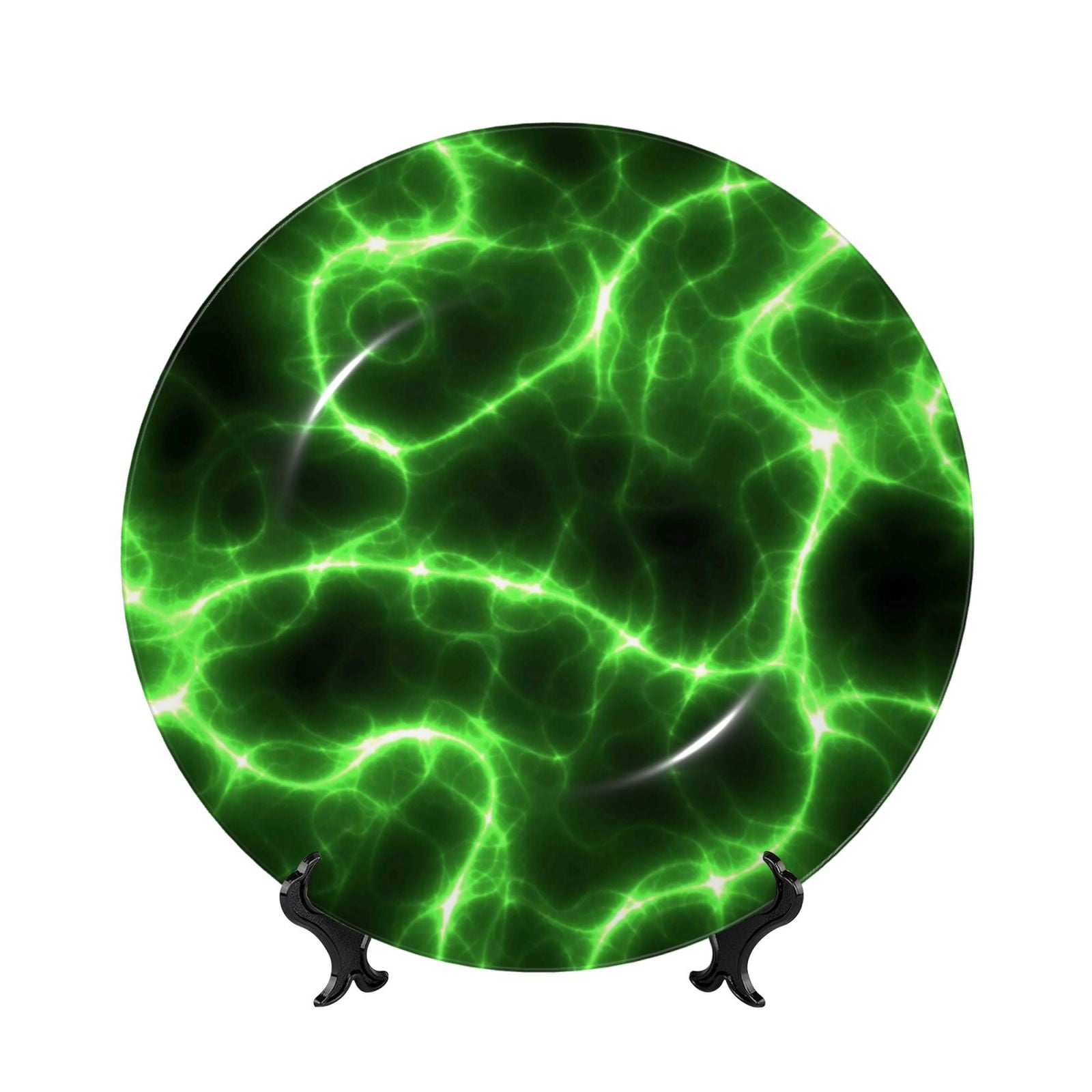 Daiia Green Lightning Printed Pattern Ceramic Plate Dinner Plates Bone ...