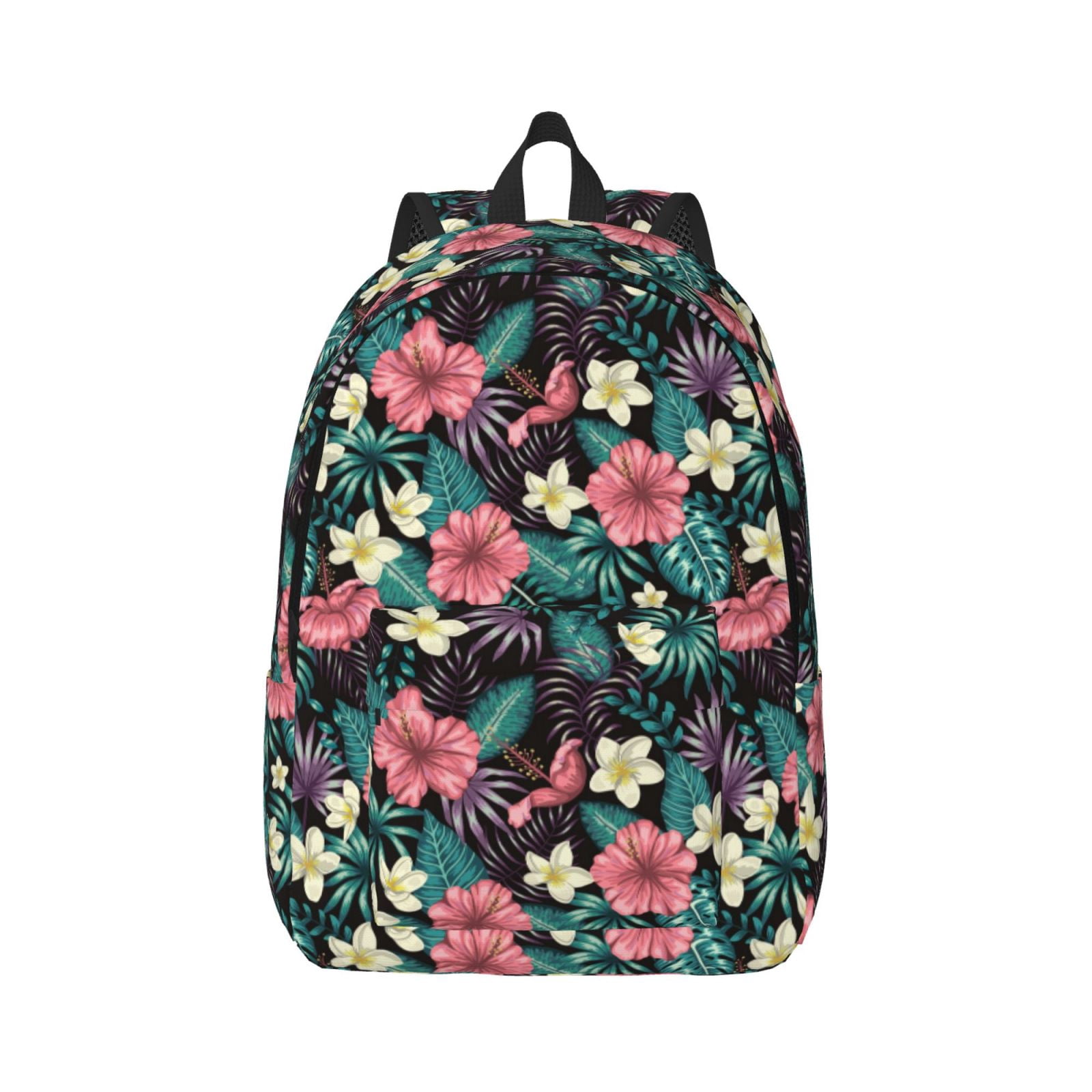Daiia Green Tropical Leaves Vintage Canvas Backpack for Men and Women ...