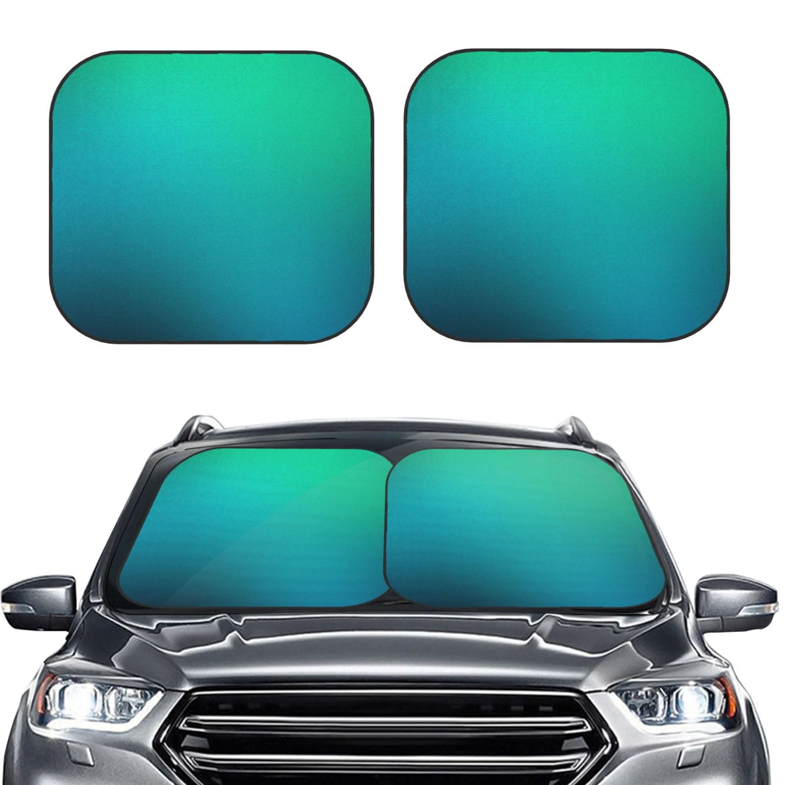 Daiia Green Turquoise Teal 2PCS Car Windshield Sun Shade, Foldable Sun ...