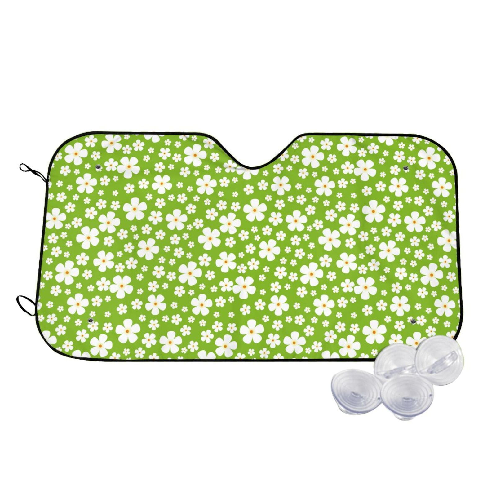 Daiia Green White Flowers Windshield Sun Shade for Car SUV Truck ...