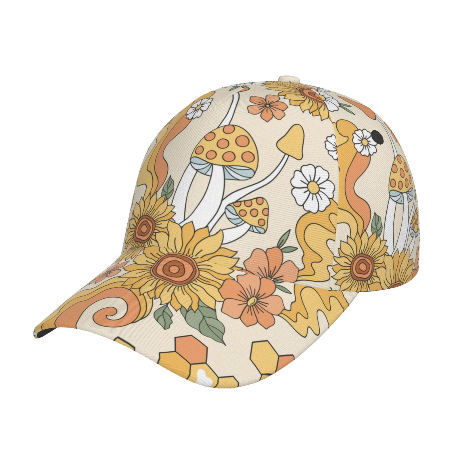 Daiia Groovy Hippie Flower Mushrooms Baseball Cap Men Women Classic ...