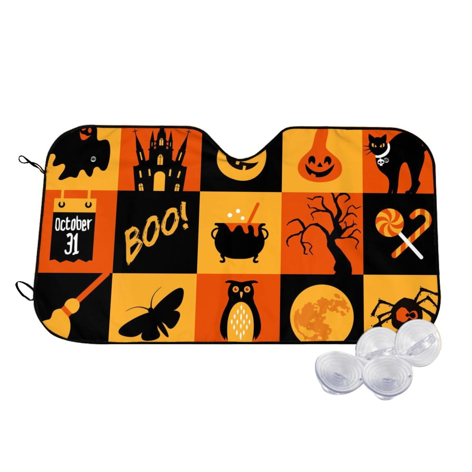 Daiia Halloween Banner Symbols Windshield Sun Shade for Car SUV Truck ...