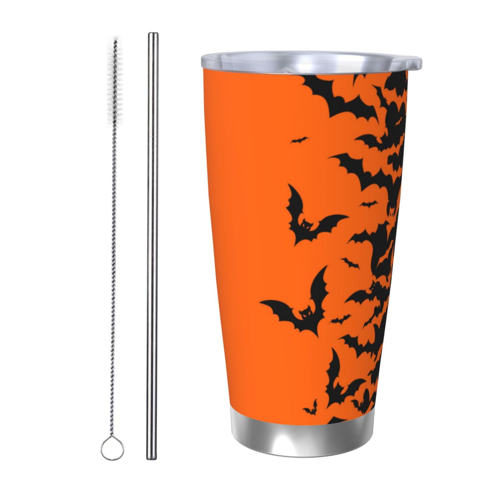 Daiia Halloween Bats Printed 20oz Insulated Coffee Cup with Straw ...