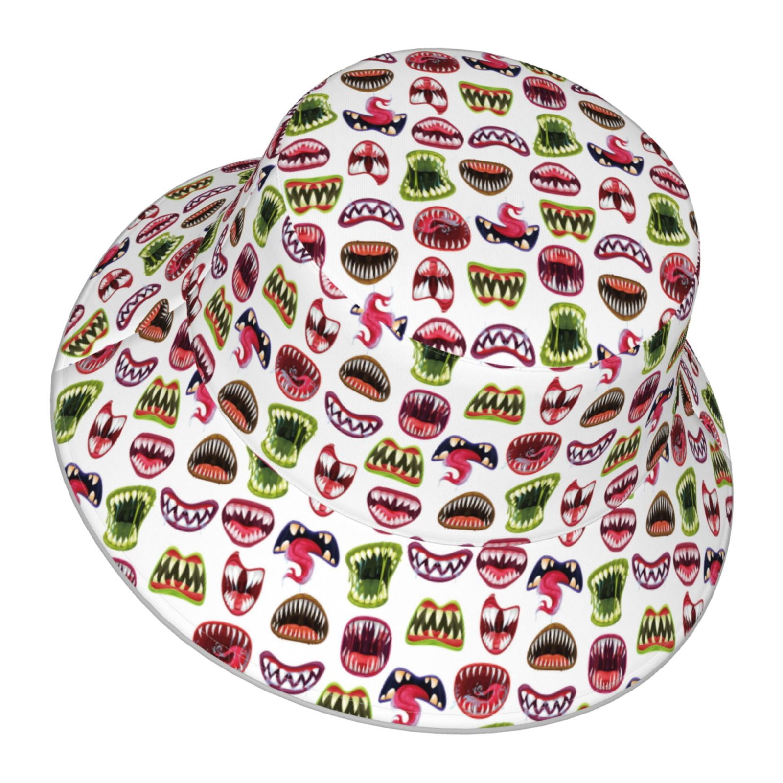 Daiia Halloween Mouth Pattern Bucket Hat - Trendy Cotton Sun Hat for ...