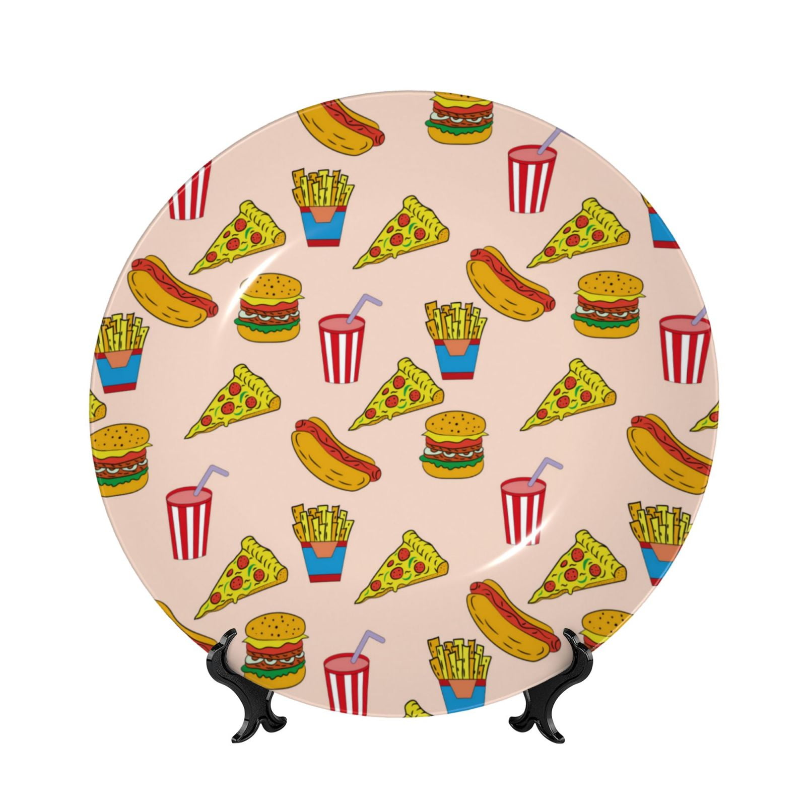 Daiia Hamburger Pizza Coke Printed Pattern Ceramic Plate Dinner Plates ...