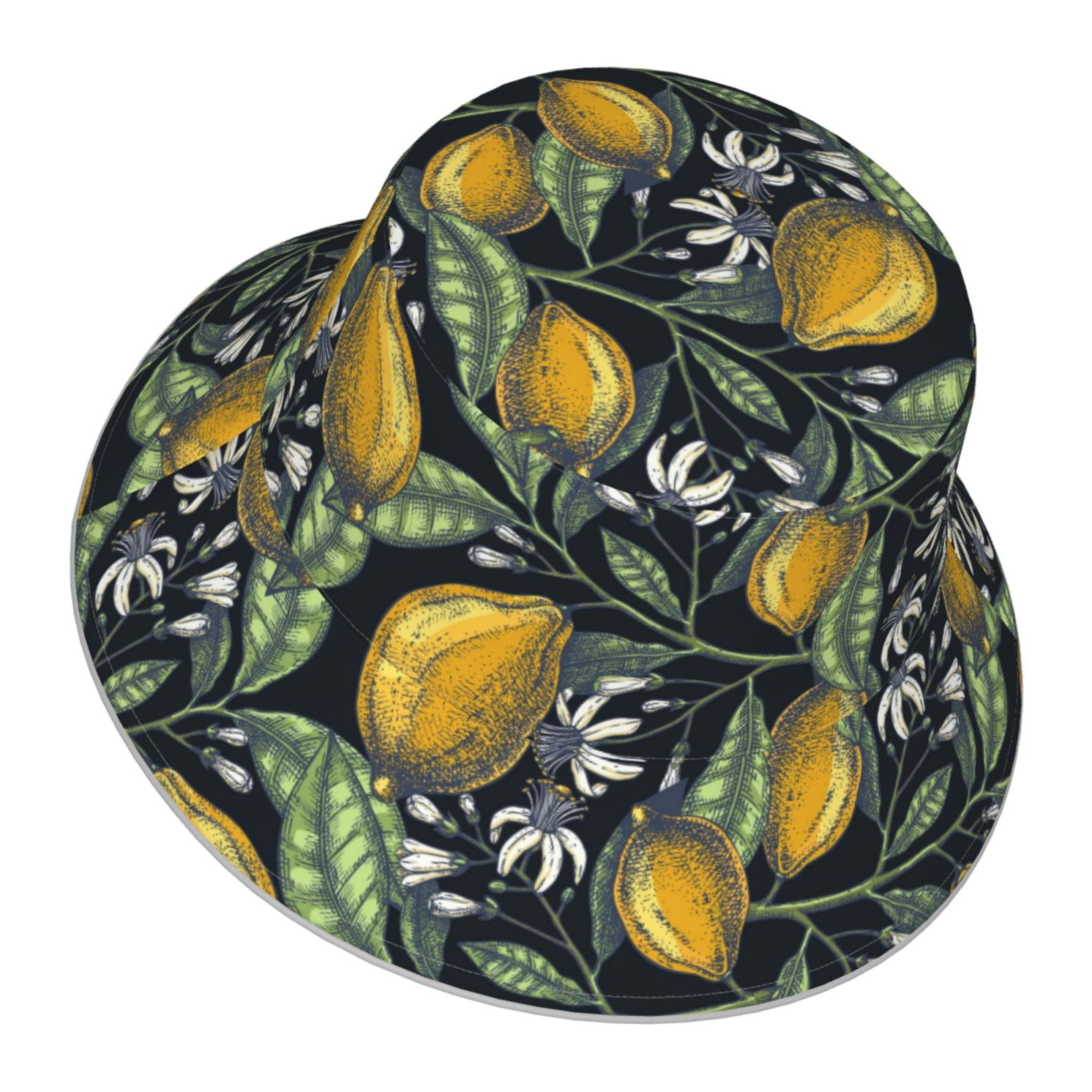 Daiia Hand Drawn Citrus Fruits Elegant Lemons Pattern Bucket Hat ...