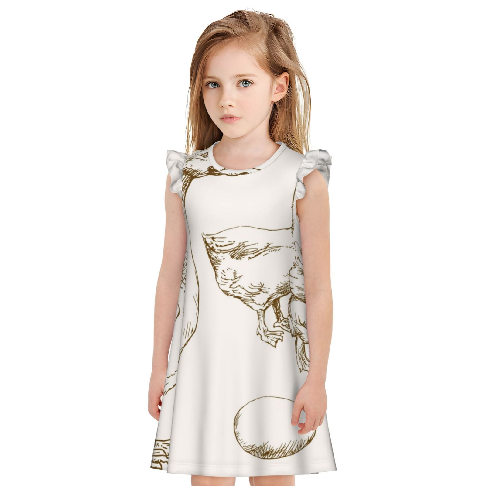 Daiia Hand Drawn Goose Print Girls Nightgowns, Unicorn Nightgown ...