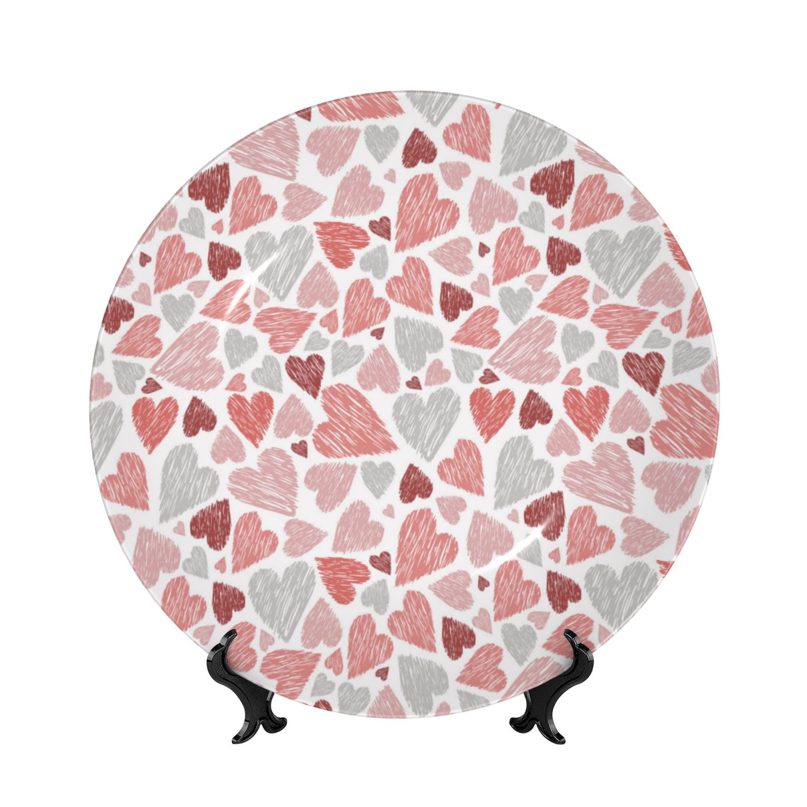 Daiia Hand Drawn Hearts Printed Pattern Ceramic Plate Dinner Plates ...