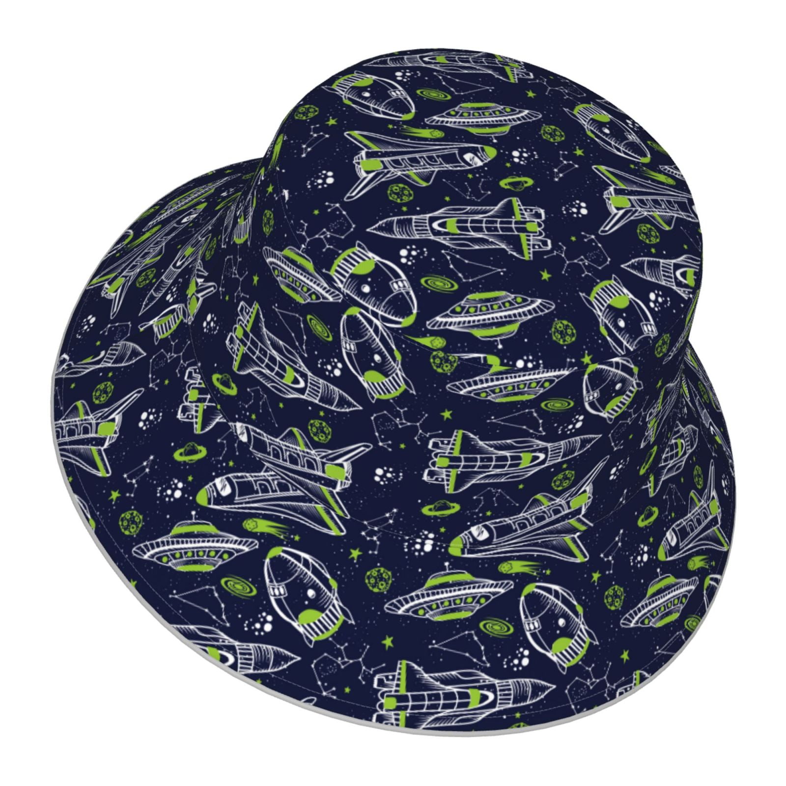 Daiia Hand Drawn Rockets Pattern Bucket Hat - Trendy Cotton Sun Hat for ...