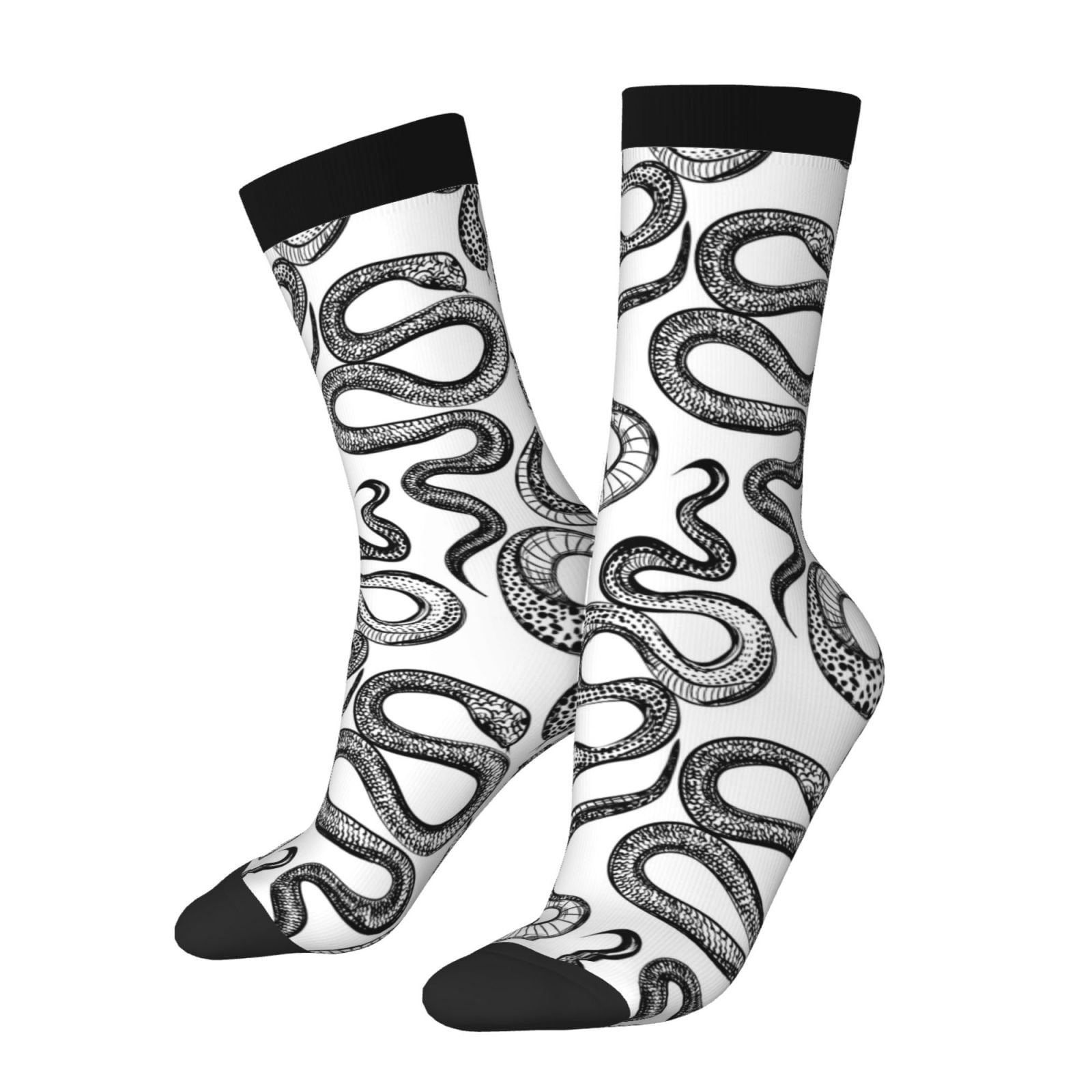 Daiia Hand Drawn Snake Print Crew Socks – Soft Breathable Long Socks ...