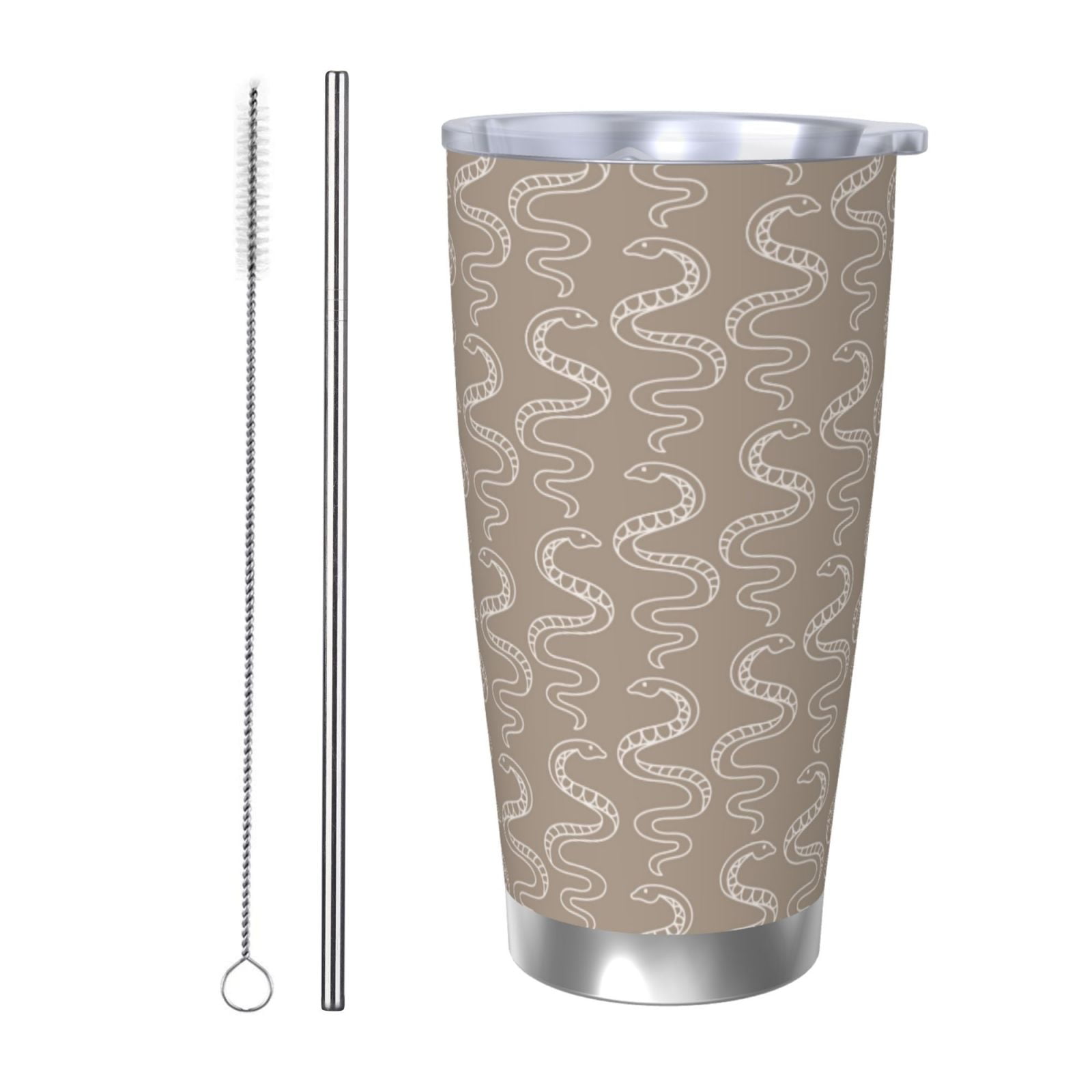 Daiia Hand Drawn Snake Printed 20oz Insulated Coffee Cup with Straw ...