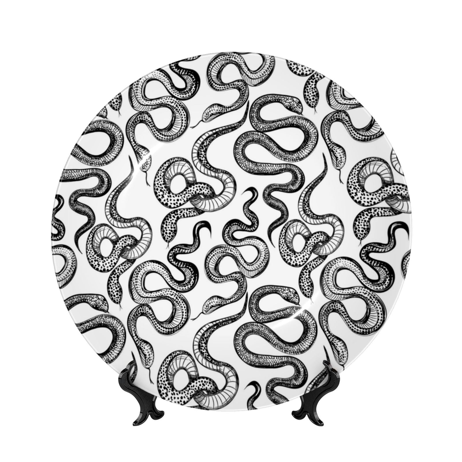 Daiia Hand Drawn Snake Printed Pattern Ceramic Plate Dinner Plates Bone ...