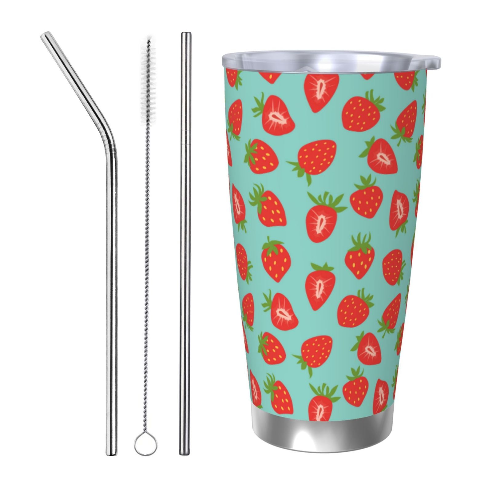 Daiia Hand Drawn Strawberry Printed 20oz Insulated Coffee Cup with ...
