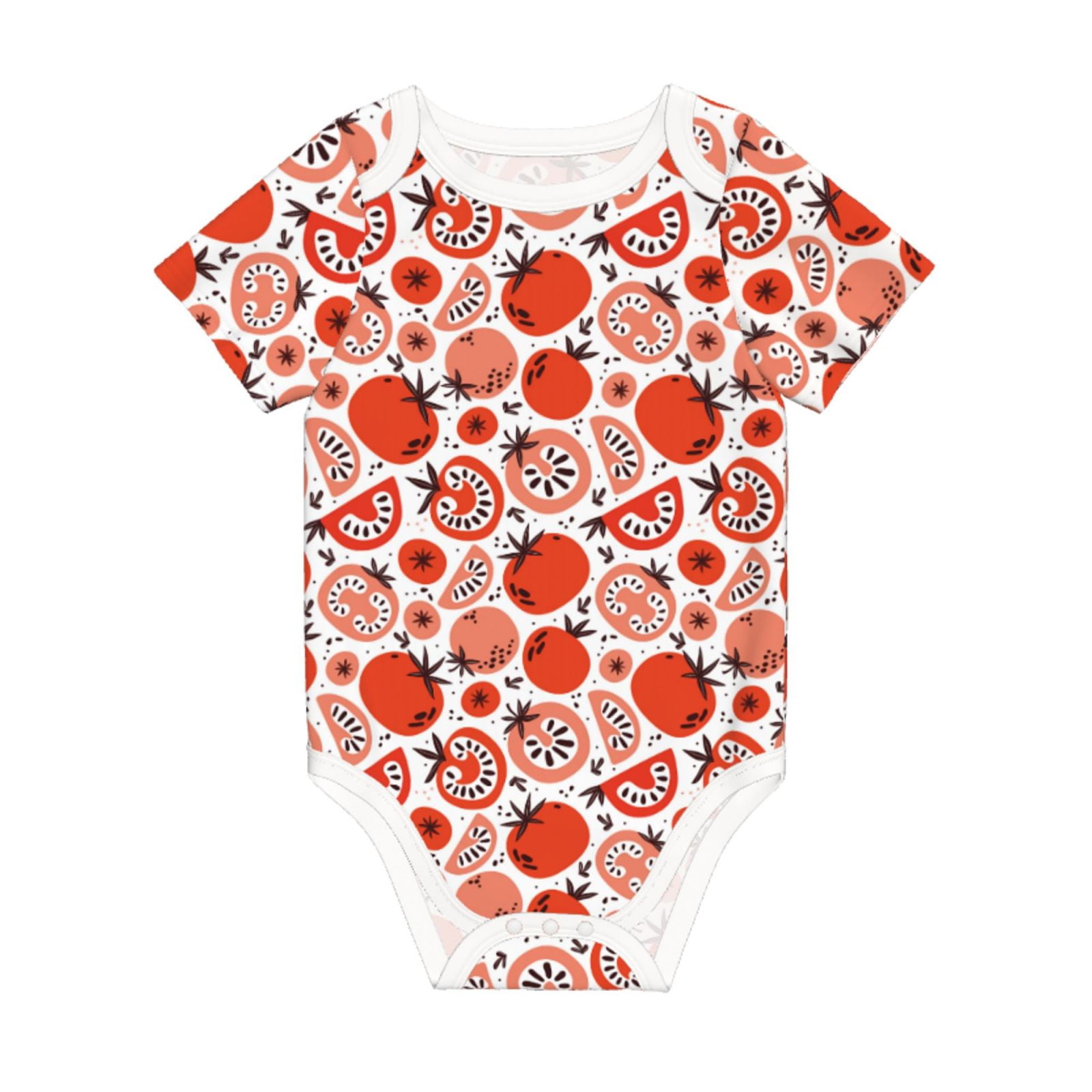 Daiia Hand Drawn Tomatoes Printed Unisex-Baby Short Sleeve Onesies ...