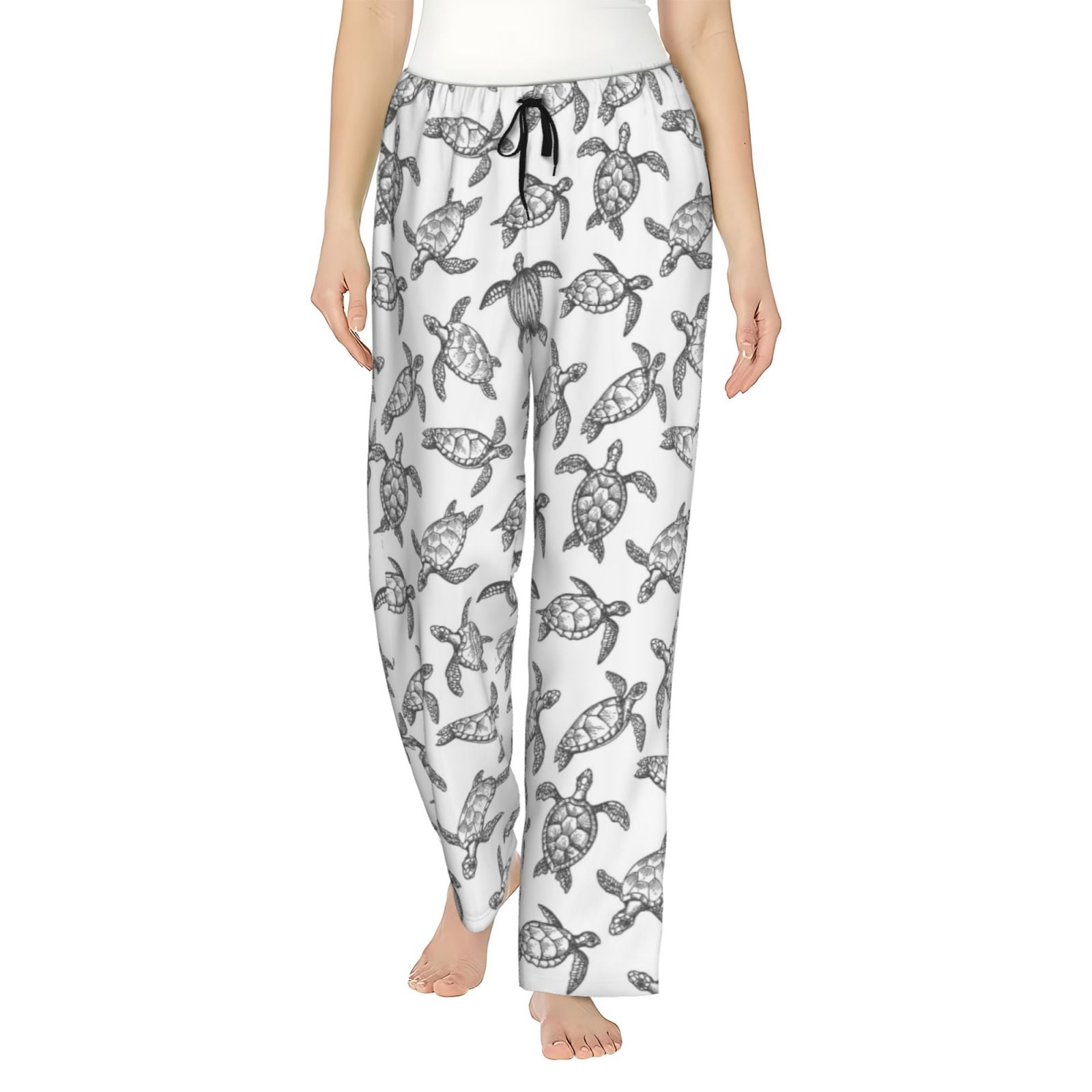 Daiia Hand Drawn Turtle Women's Sleep Pant with Pockets and Drawstring ...