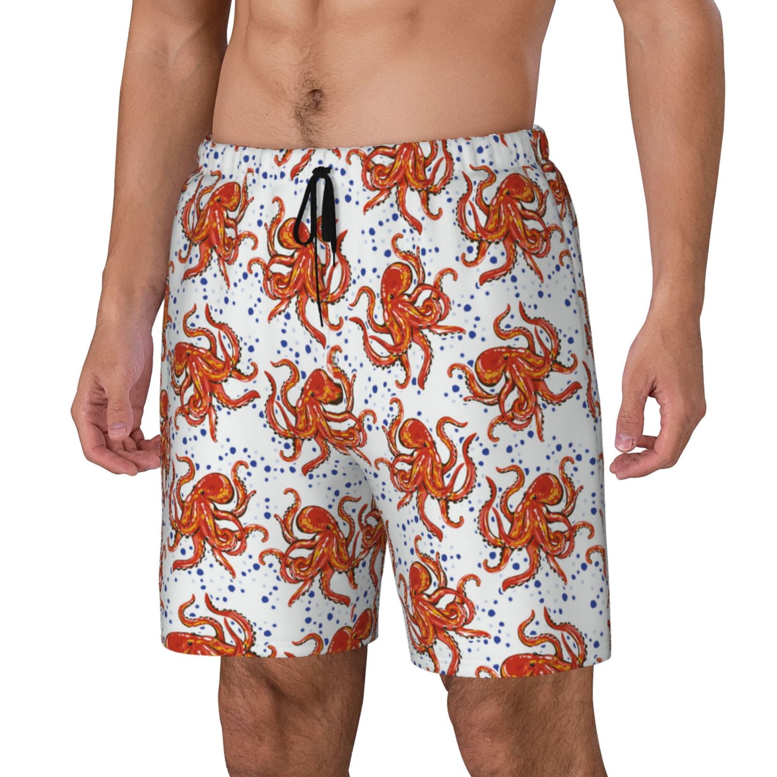 Daiia Hand drawn octopus Pattern Mens Swim Trunks Swim Shorts Quick Dry ...