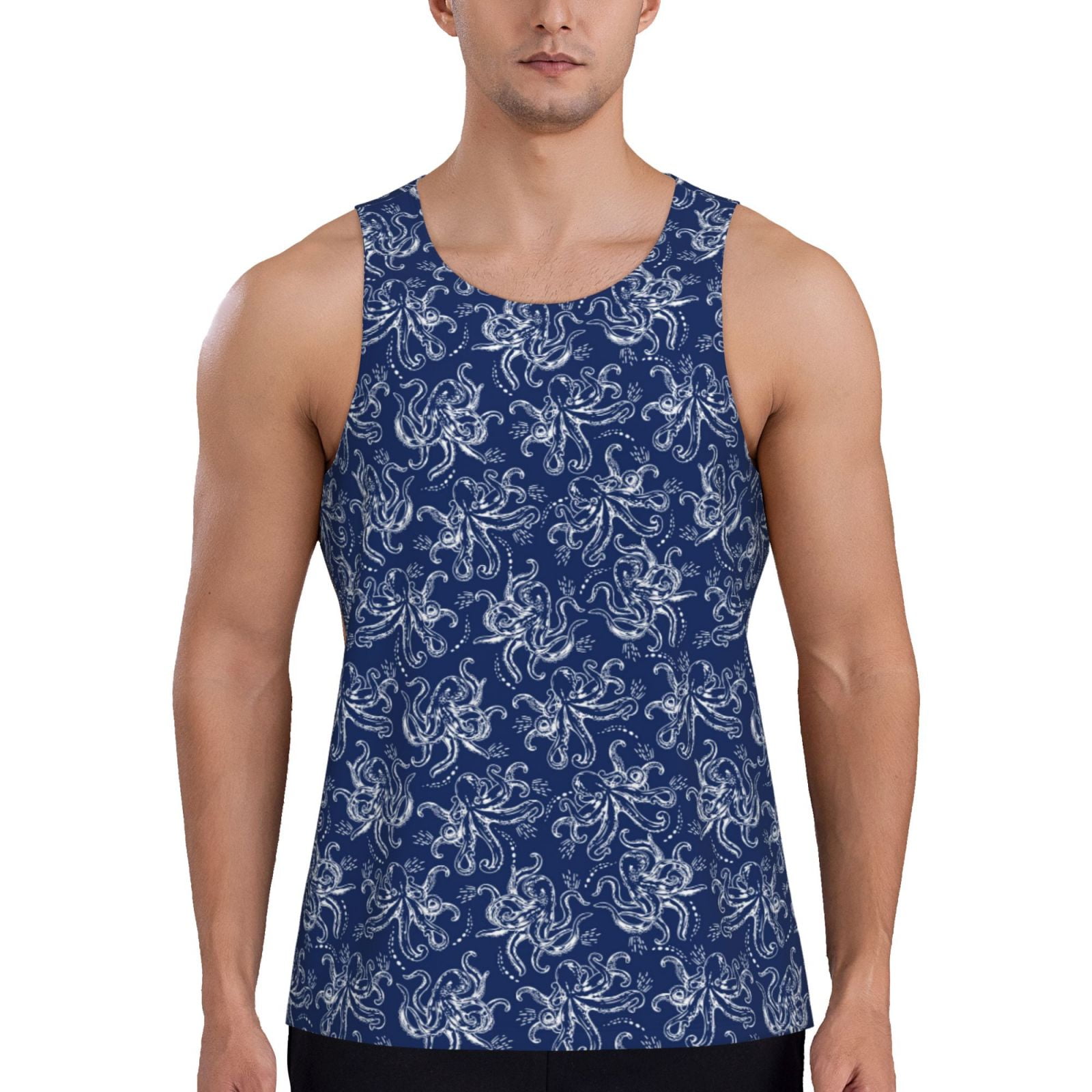 Daiia Hand drawn octopus Printed Men's Quick Dry Fit Muscle Tank Top ...