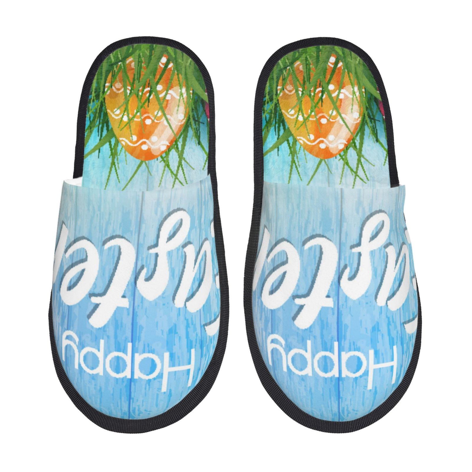 Daiia Happy Easter Pattern Furry Slippers for Women and Men, Soft Plush ...