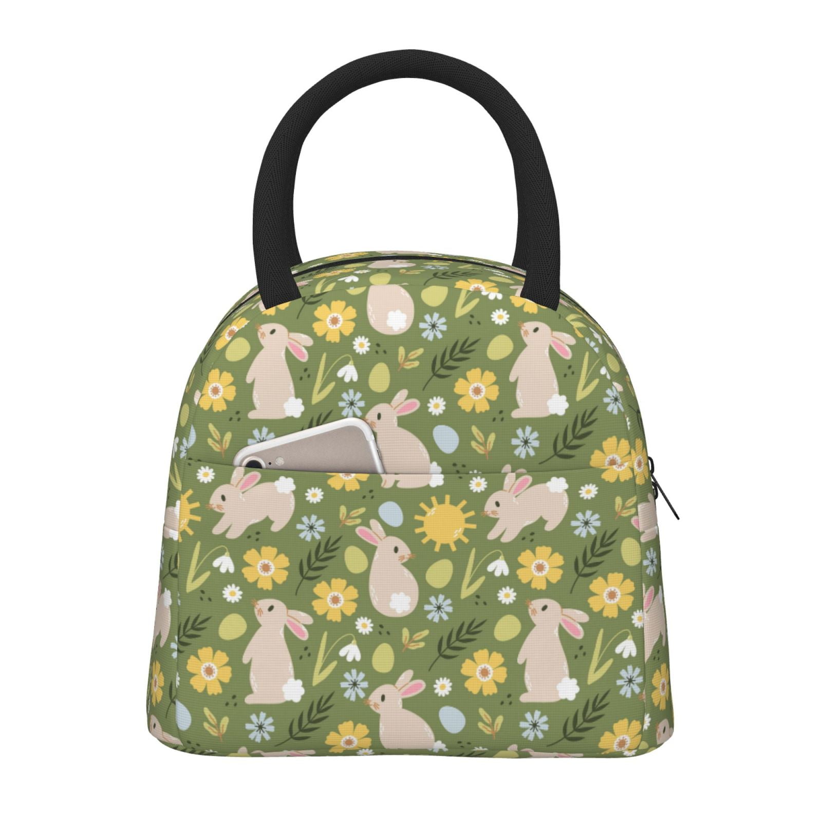 Daiia Happy Easter Pattern Lunch Bag , Insulated Lunch Box, Small ...