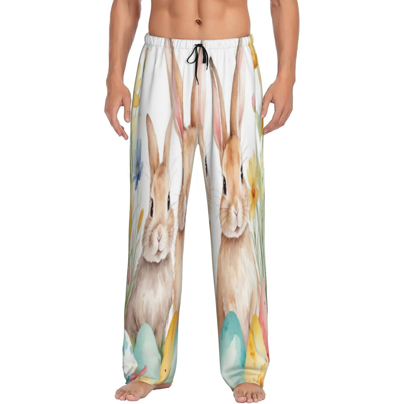 Daiia Happy Easter Pattern Men's Sleep Pant with Pockets and Drawstring ...
