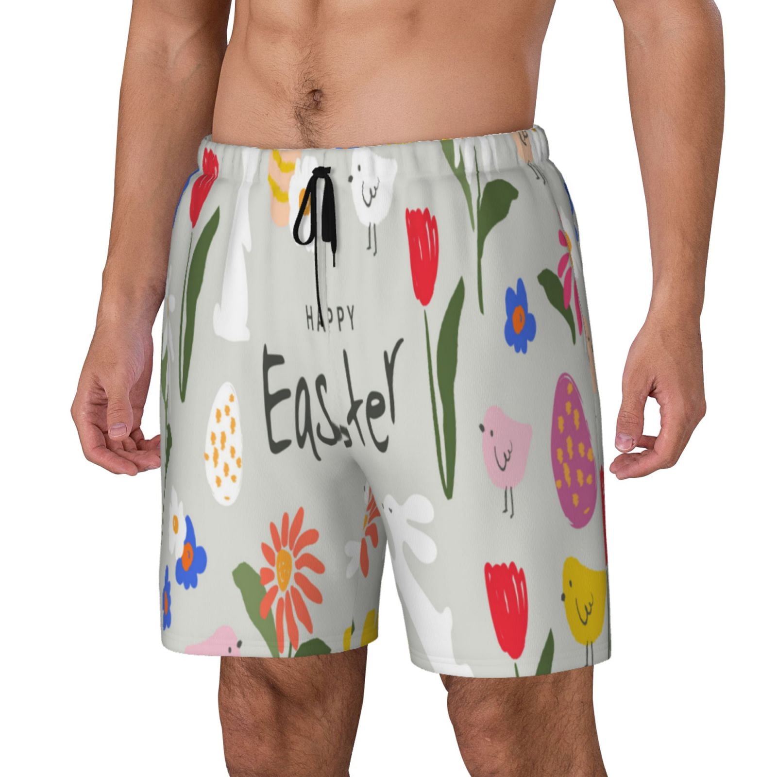 Daiia Happy Easter Pattern Mens Swim Trunks Swim Shorts Quick Dry Swim ...
