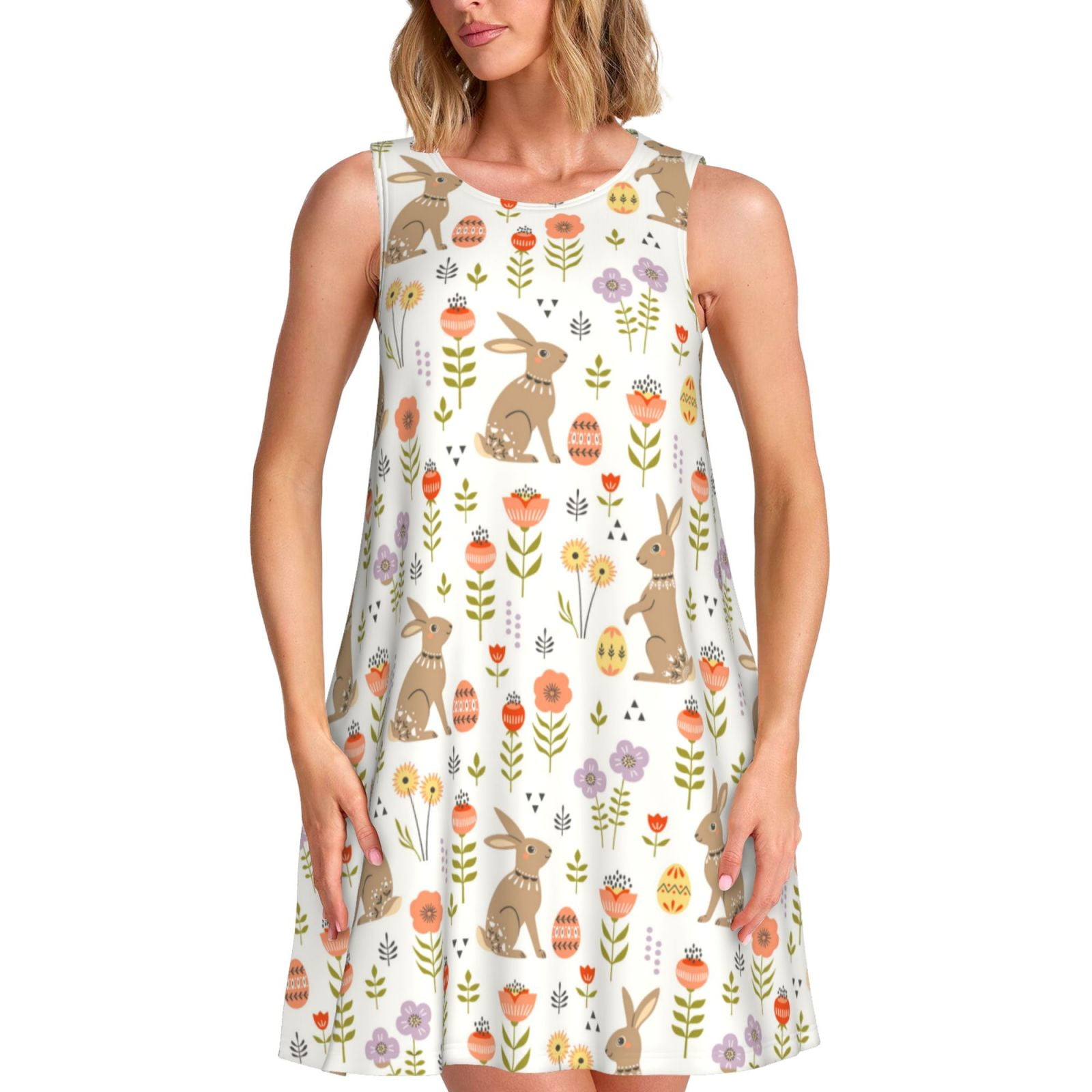 Daiia Happy Easter Print Women's Dresses 2025 Trendy Short sleeve ...