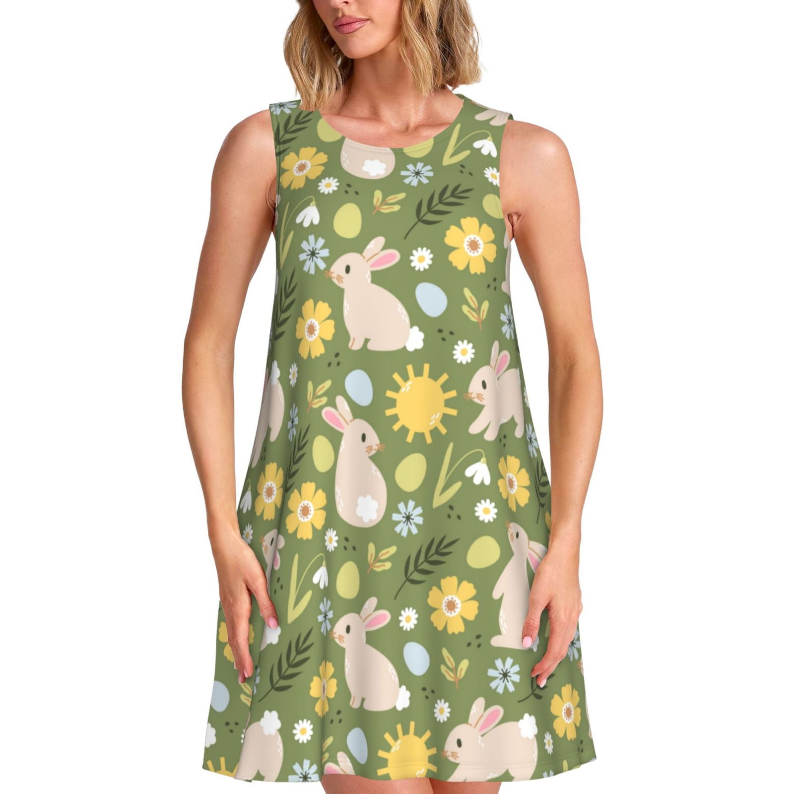 Daiia Happy Easter Print Women's Dresses 2025 Trendy Short sleeve ...