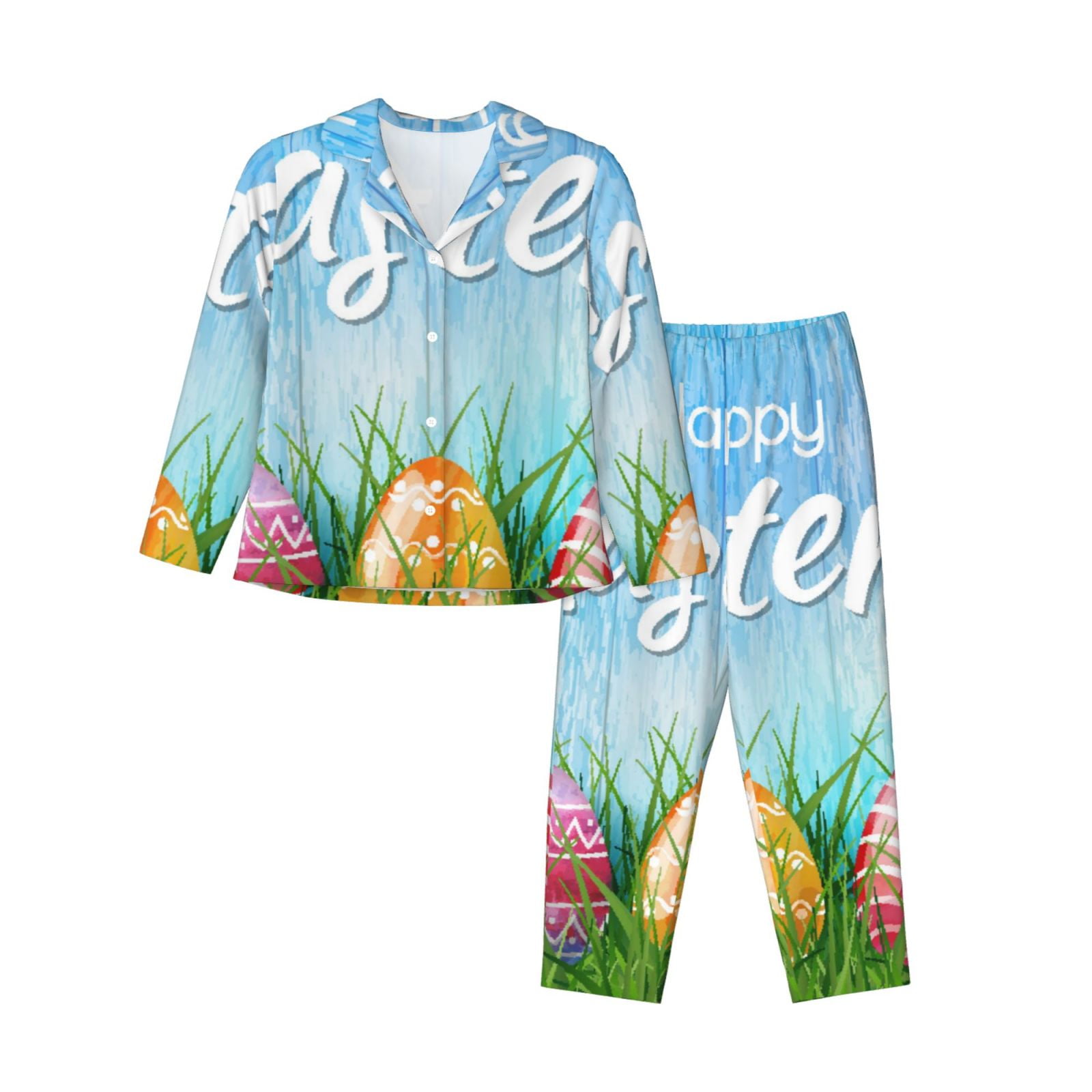 Daiia Happy Easter for Women's Long-Sleeved Pajama Set – Soft ...