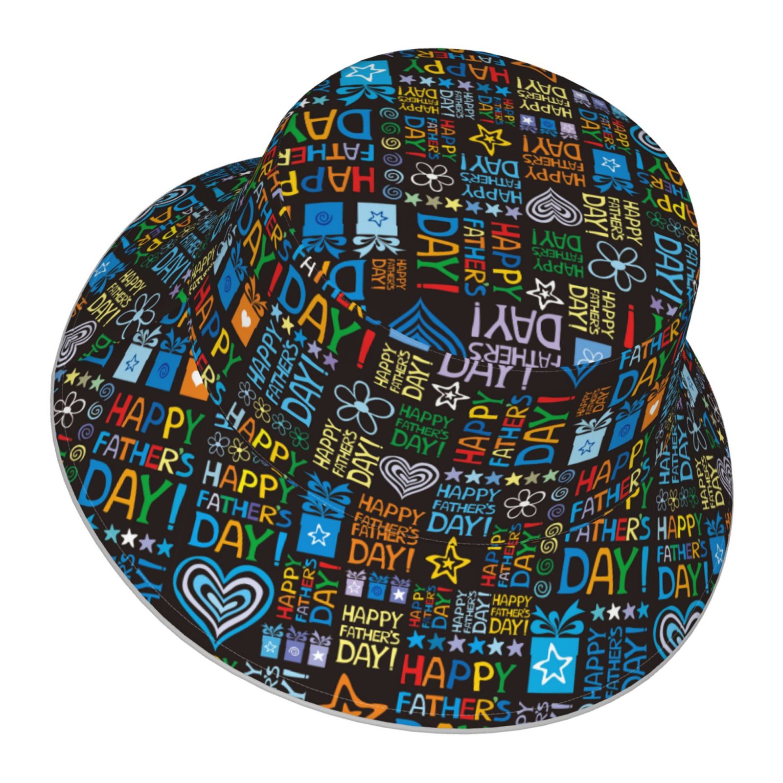 Daiia Happy Father Day Pattern Bucket Hat - Trendy Cotton Sun Hat for ...