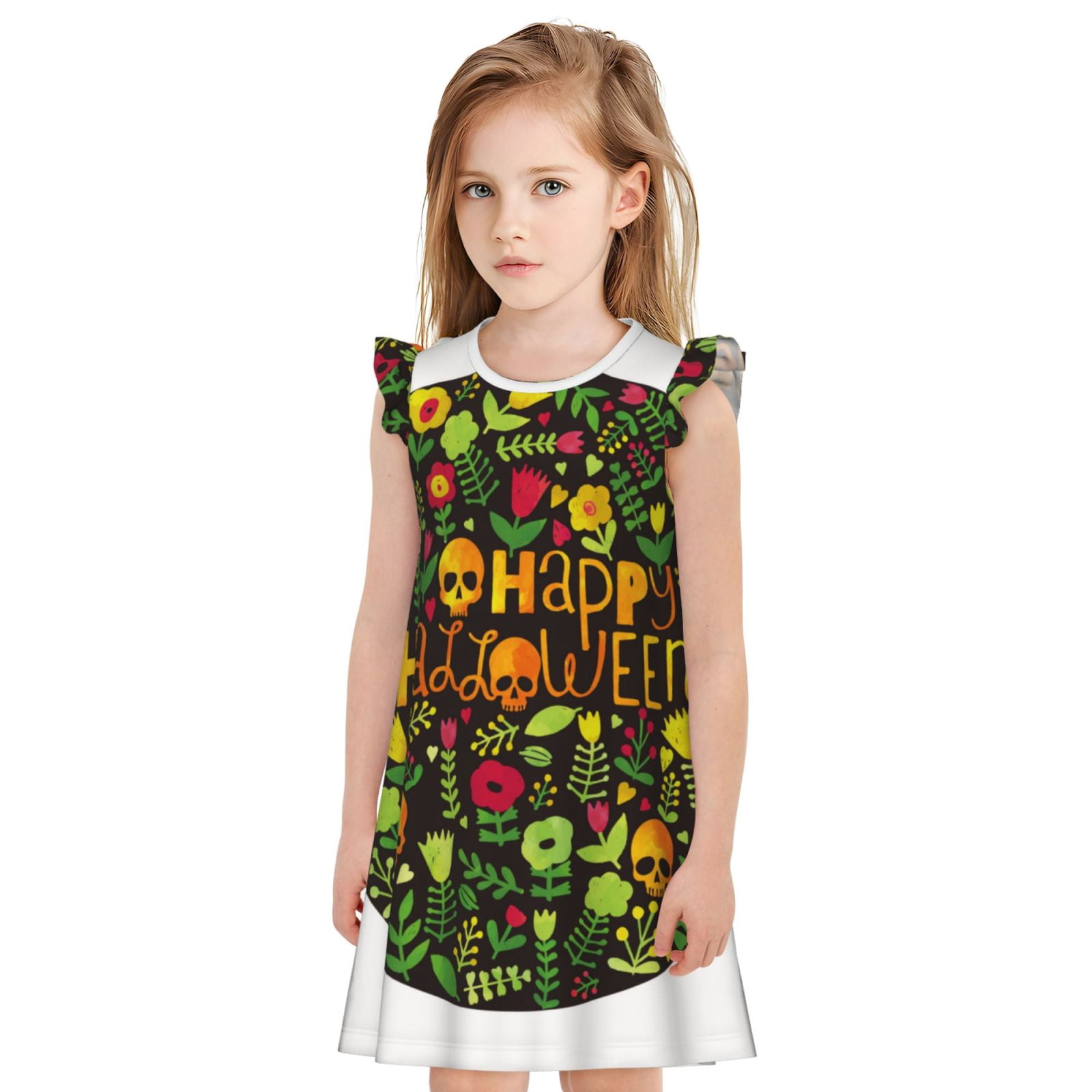 Daiia Happy Halloween Floral Print Girls Nightgowns, Unicorn Nightgown ...