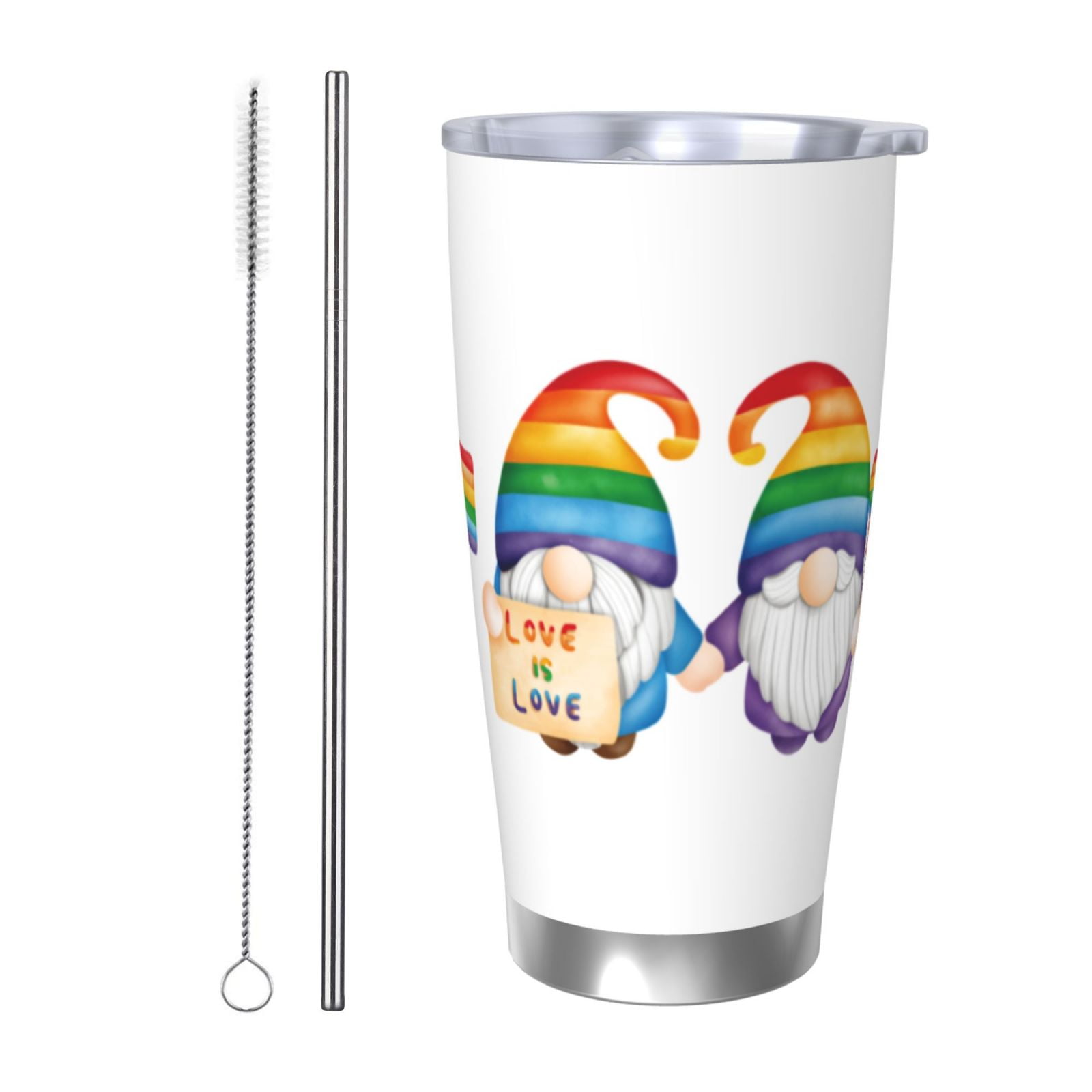 Daiia Happy Pride Gnome Printed 20oz Insulated Coffee Cup with Straw ...