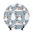Daiia Happy Snowmen Snowfall Printed Pattern Ceramic Plate Dinner ...