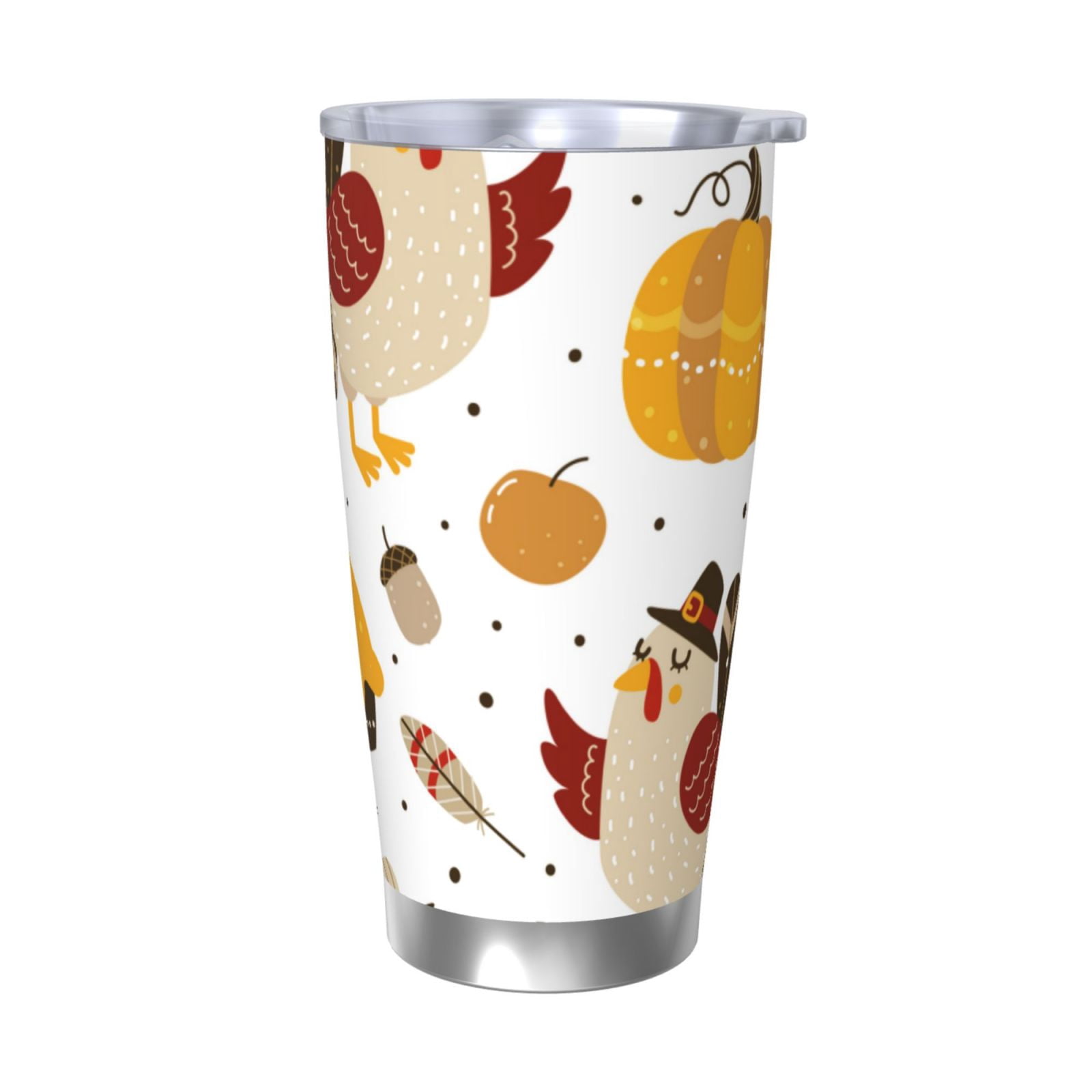 Daiia Happy Thanksgiving Printed 20oz Insulated Coffee Cup with Straw ...