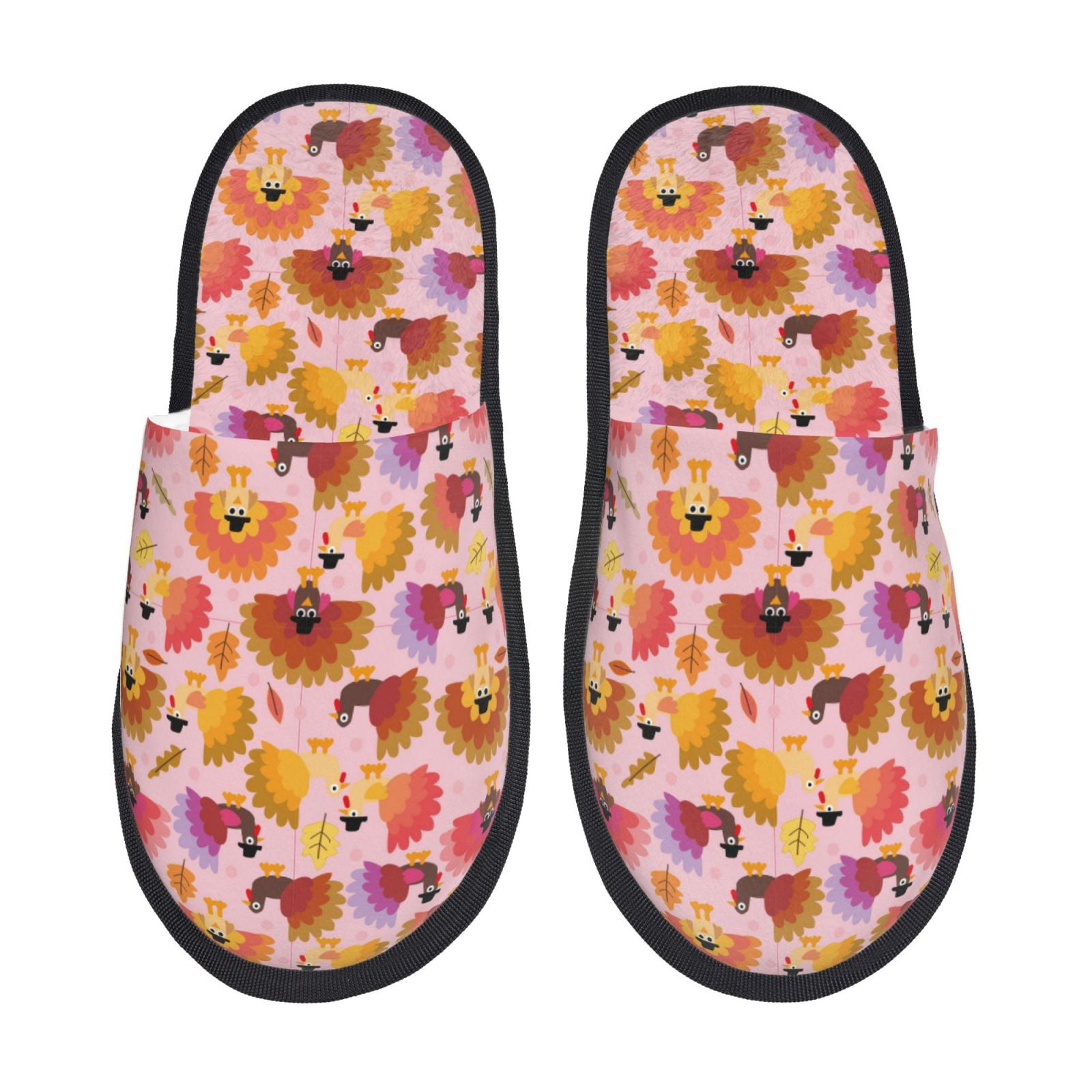 Daiia Happy Thanksgiving Turkey Pattern Furry Slippers for Women and ...
