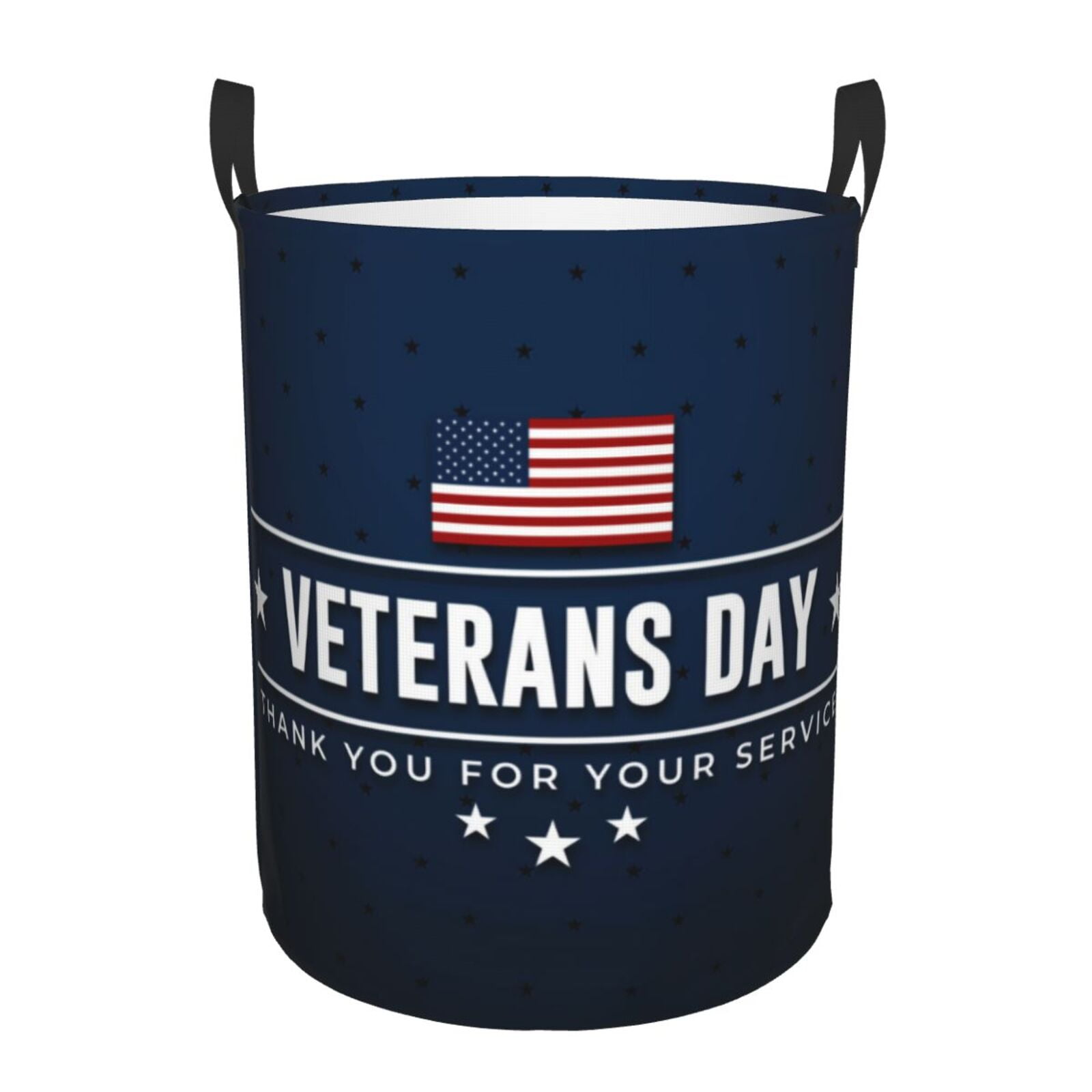 Daiia Happy Veterans Day Round Laundry Basket with Handles Thickened ...