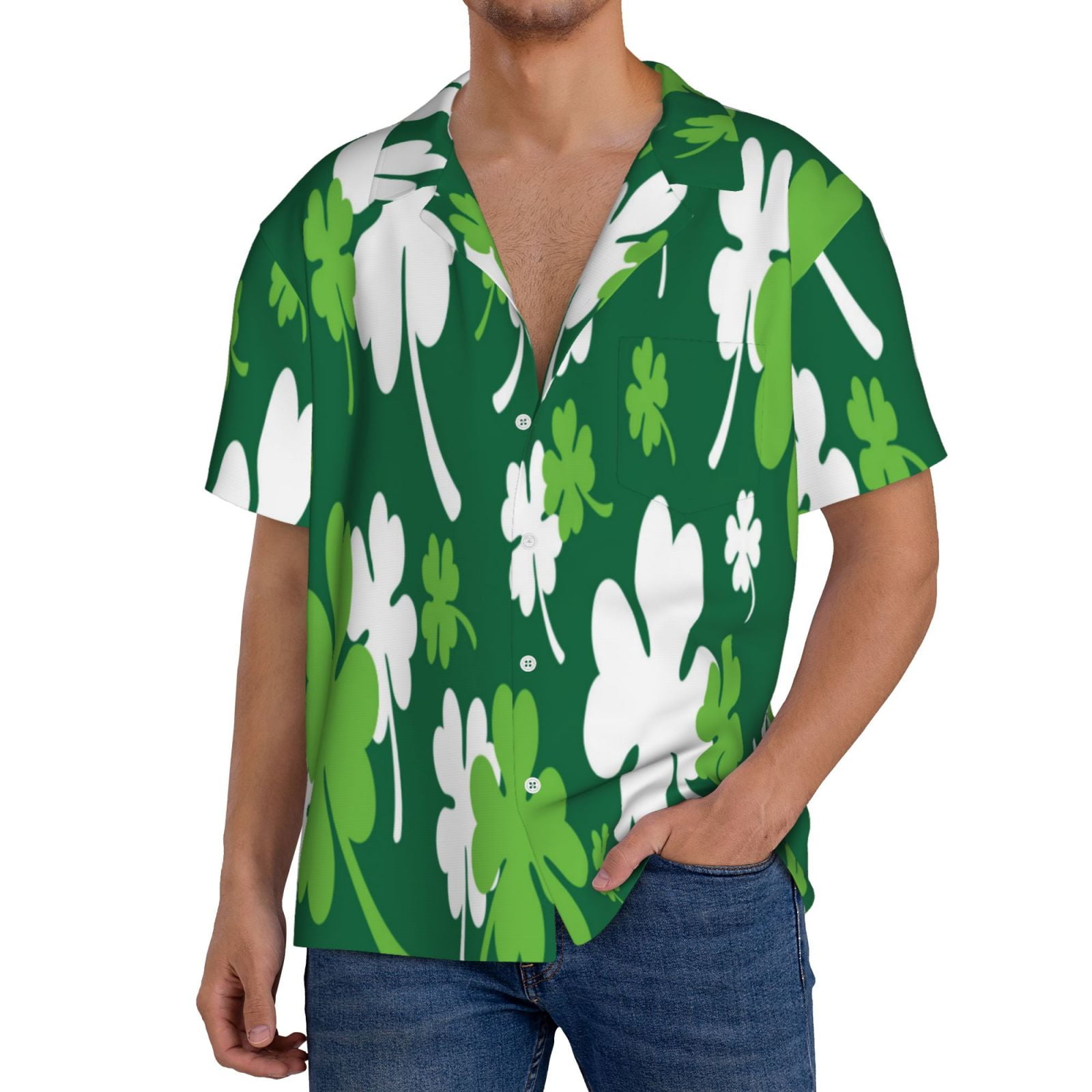 Daiia Happy saint Patricks day Pattern Men's Linen Shirts Short Sleeve ...