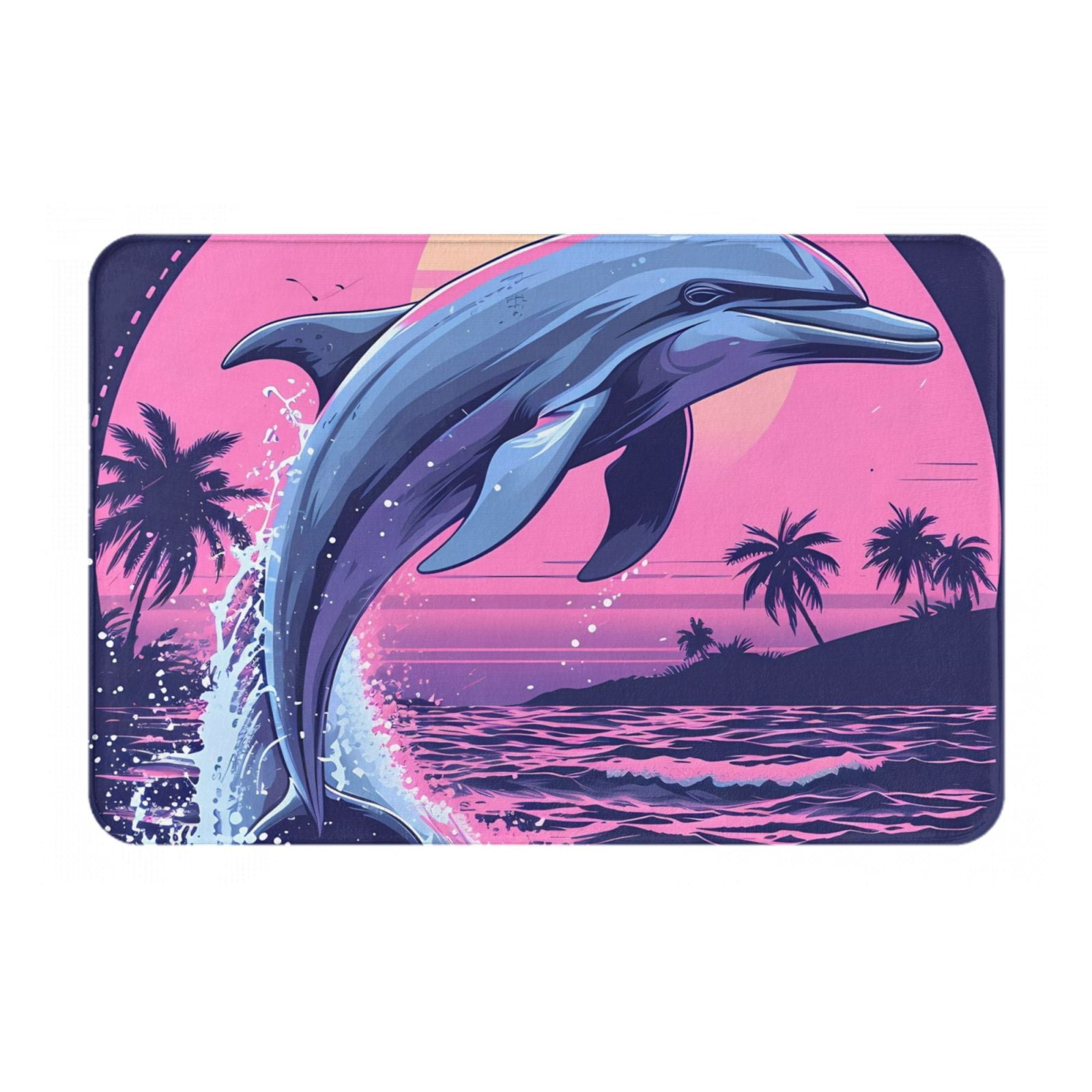 Daiia Hawaiian Beach Dolphin Front Door Mat, Heavy Duty Durable Welcome ...