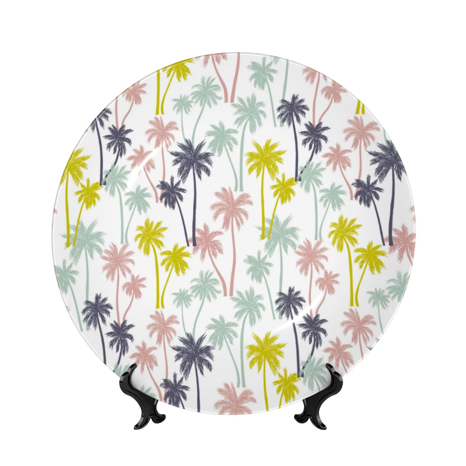 Daiia Hawaiian Coconut Tree Printed Pattern Ceramic Plate Dinner Plates ...
