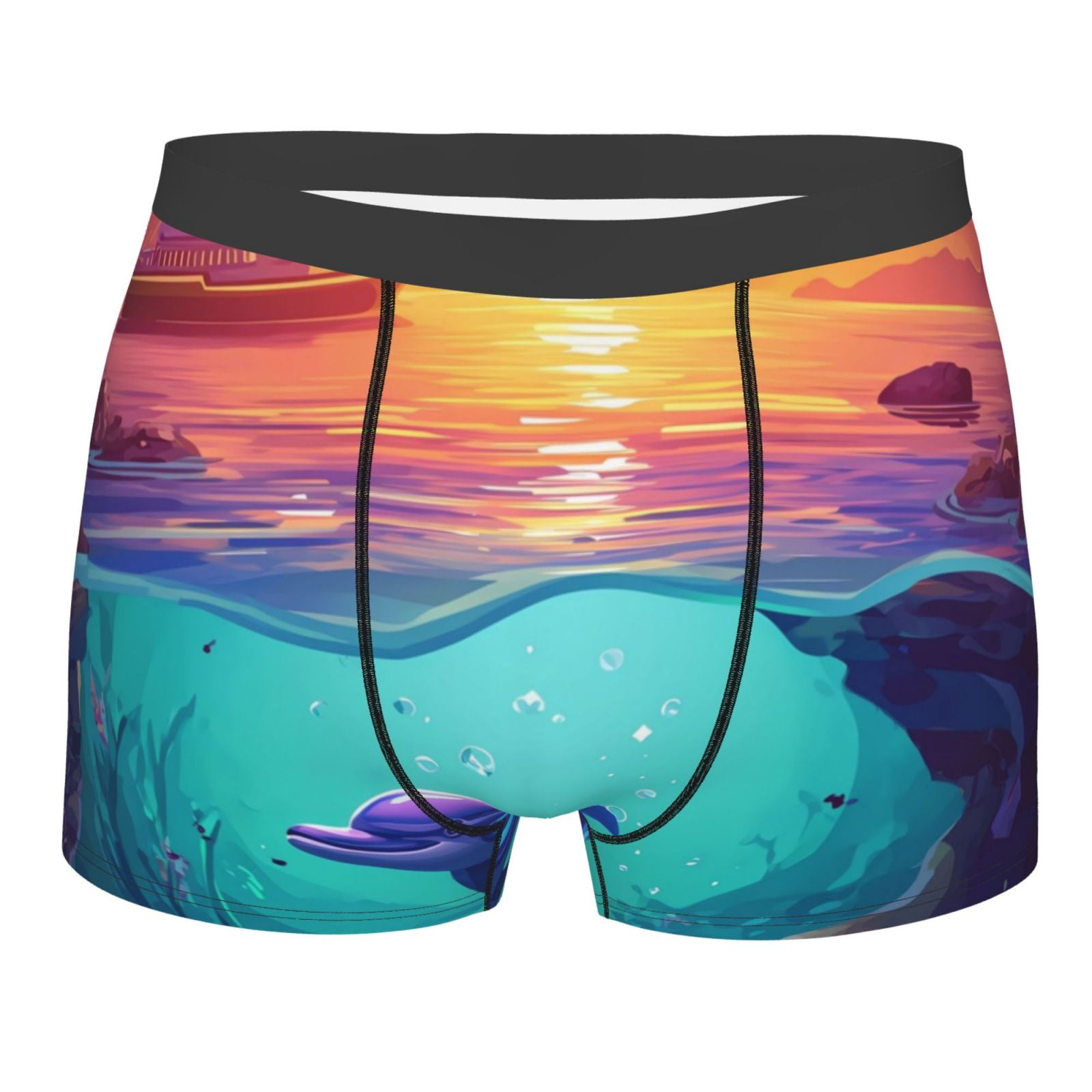 Daiia Hawaiian Island Dolphin Men's Underwear Boxer Briefs, Cotton ...