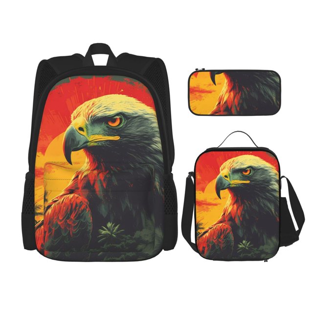 Daiia Hawaiian Style Bald Eagle School Bag Set -Backpack with Pencil ...