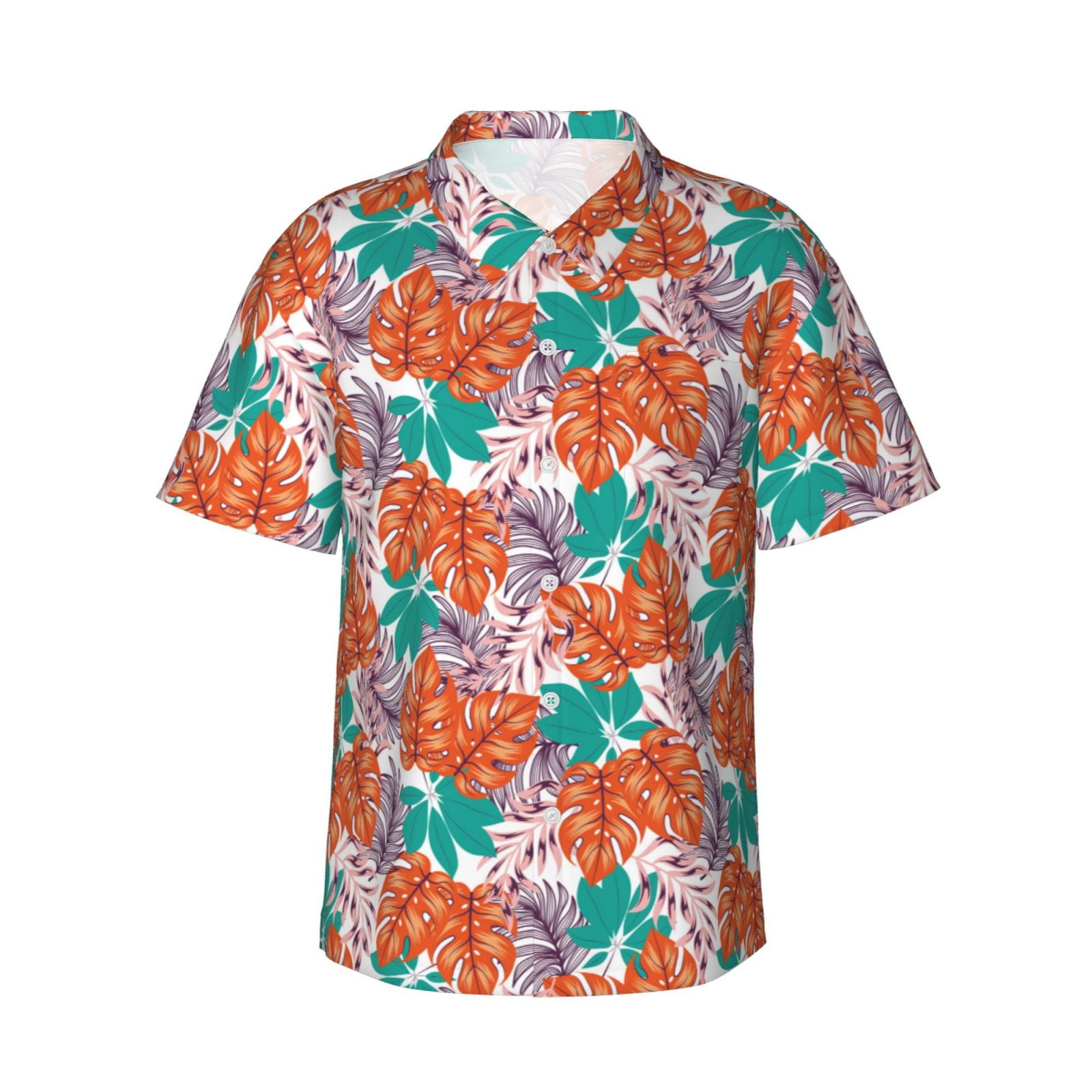 Daiia Hawaiian Style Hawaiian Shirt for Men Gentle Cotton Regular Short ...
