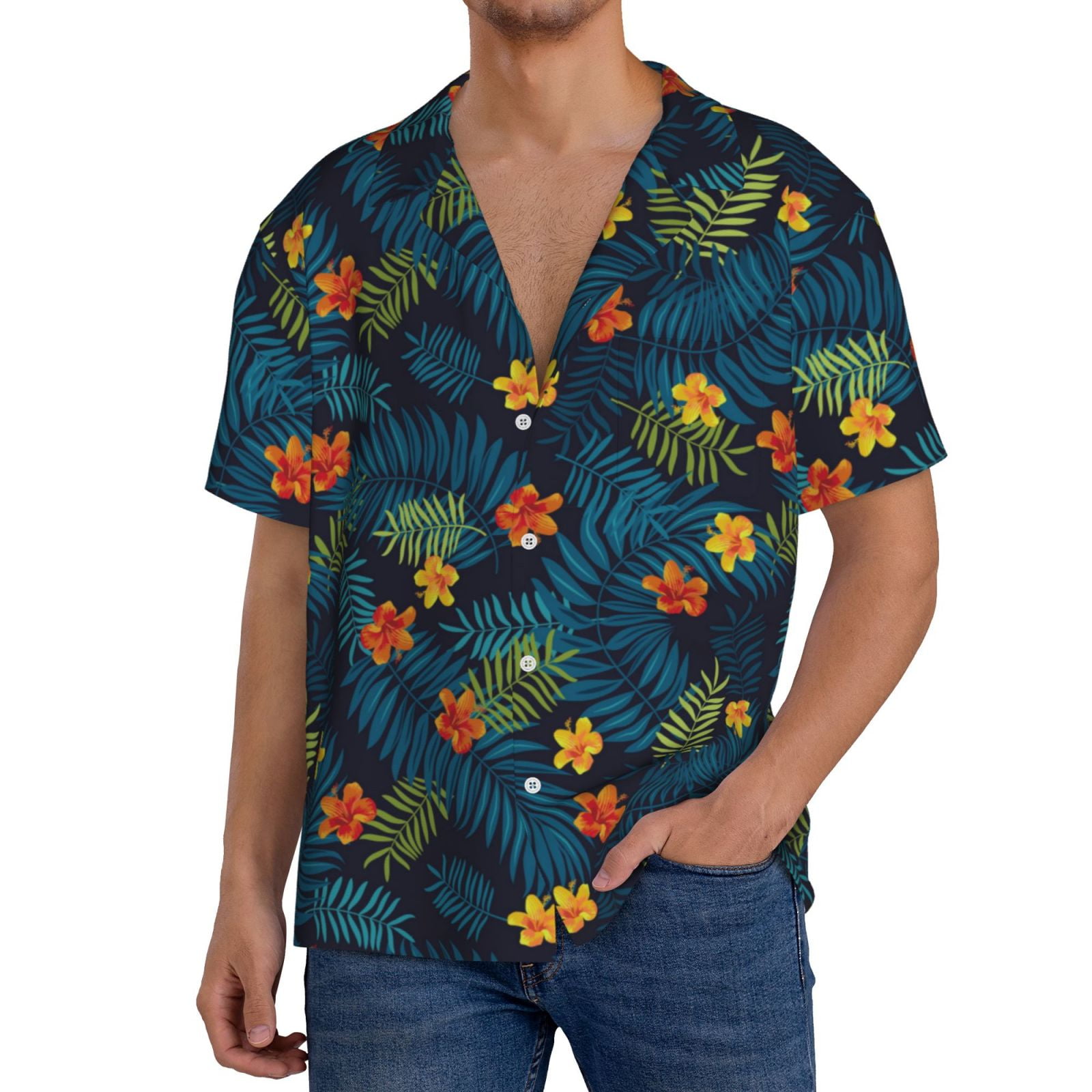 Daiia Hawaiian Style Men's Linen Shirts Short Sleeve Casual Shirts ...