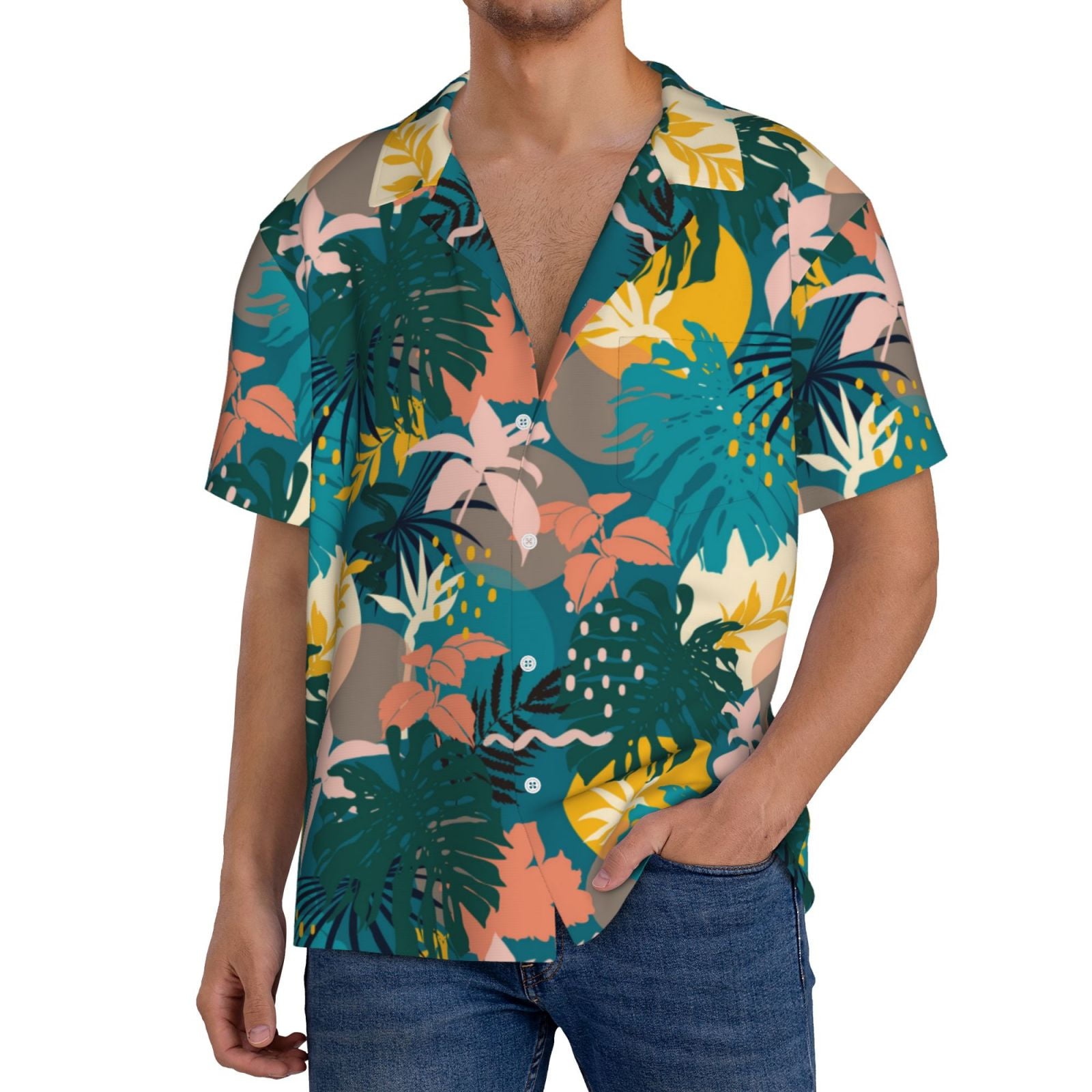 Daiia Hawaiian Style Men's Linen Shirts Short Sleeve Casual Shirts ...