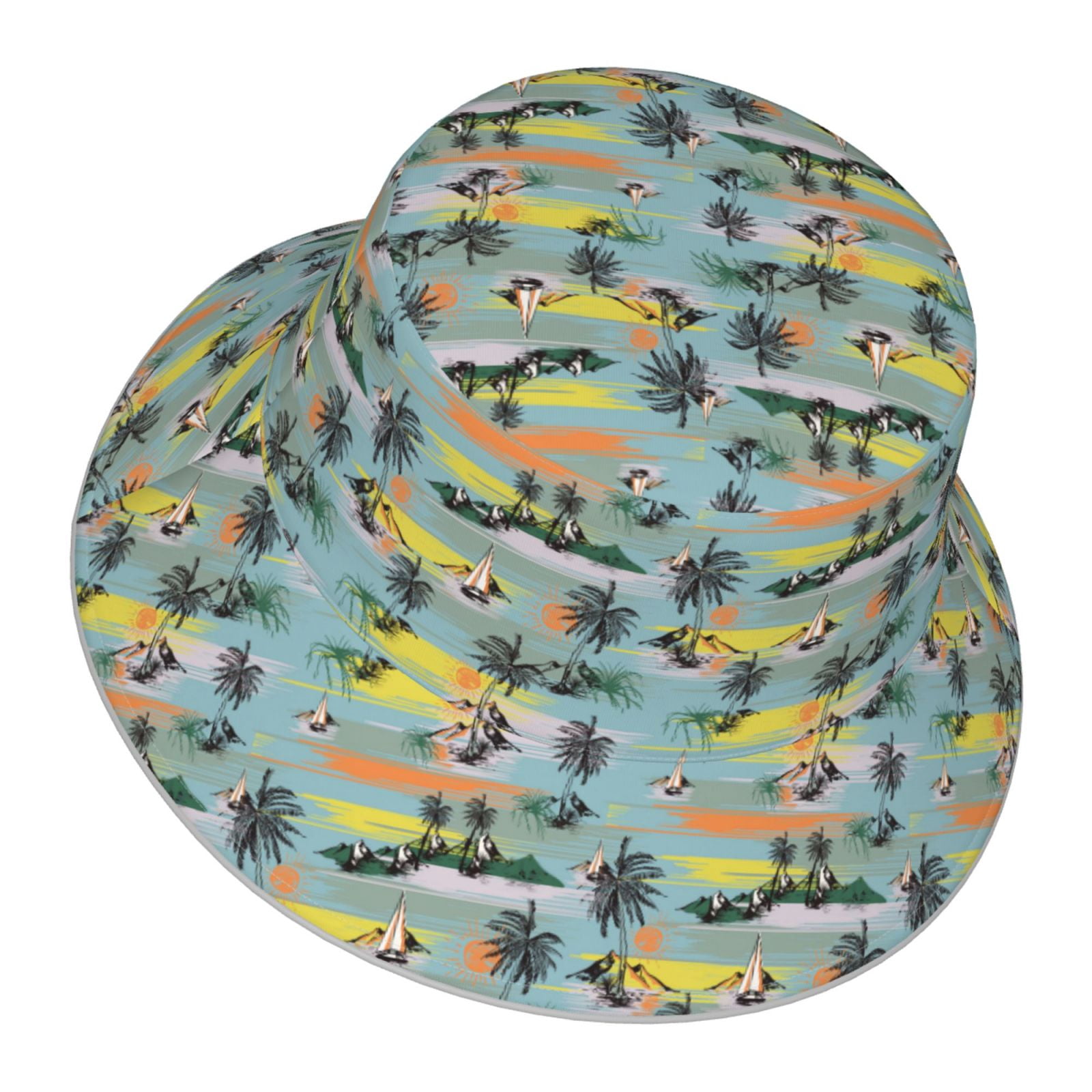 Daiia Hawaiian Style Pattern Bucket Hat - Trendy Cotton Sun Hat for ...