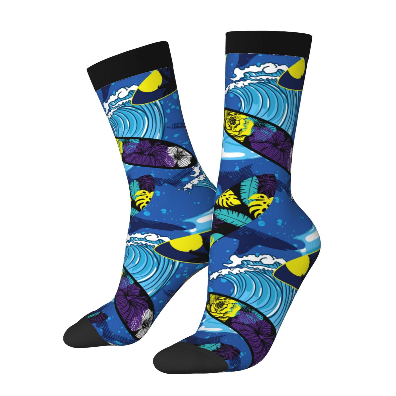 Daiia Hawaiian Style Print Crew Socks – Soft Breathable Long Socks for ...