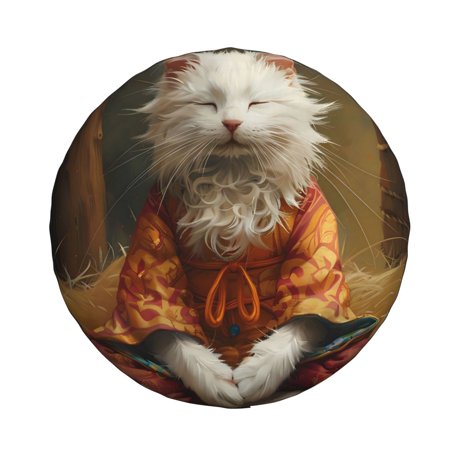 Daiia Haystack Meditating Cat Tire Covers , Travel Trailer Camper Truck ...