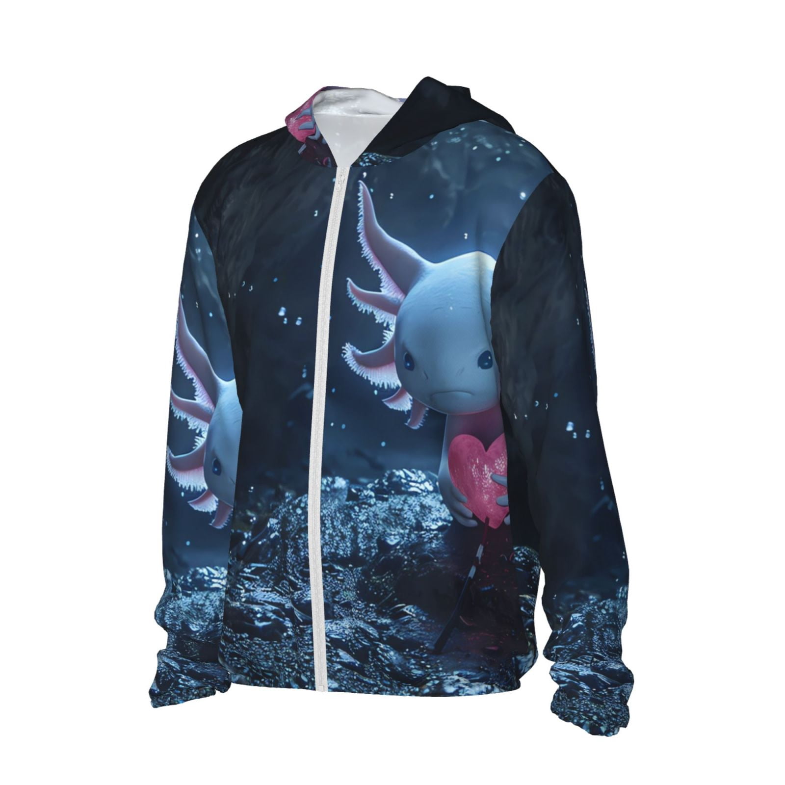 Daiia Heart Axolotl UPF 50+ Sun Protection Hoodie Jacket Lightweight ...