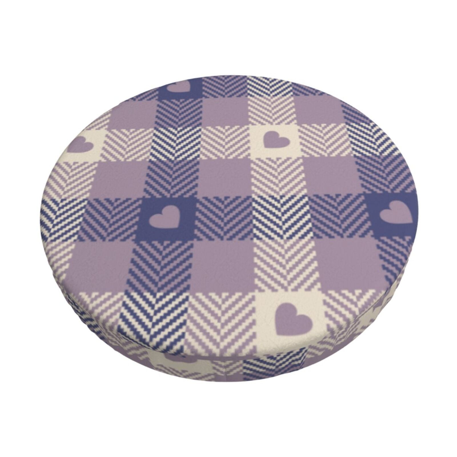 Daiia Heart Check Plaid Stool Covers Round,Round Bar Stool Covers ...