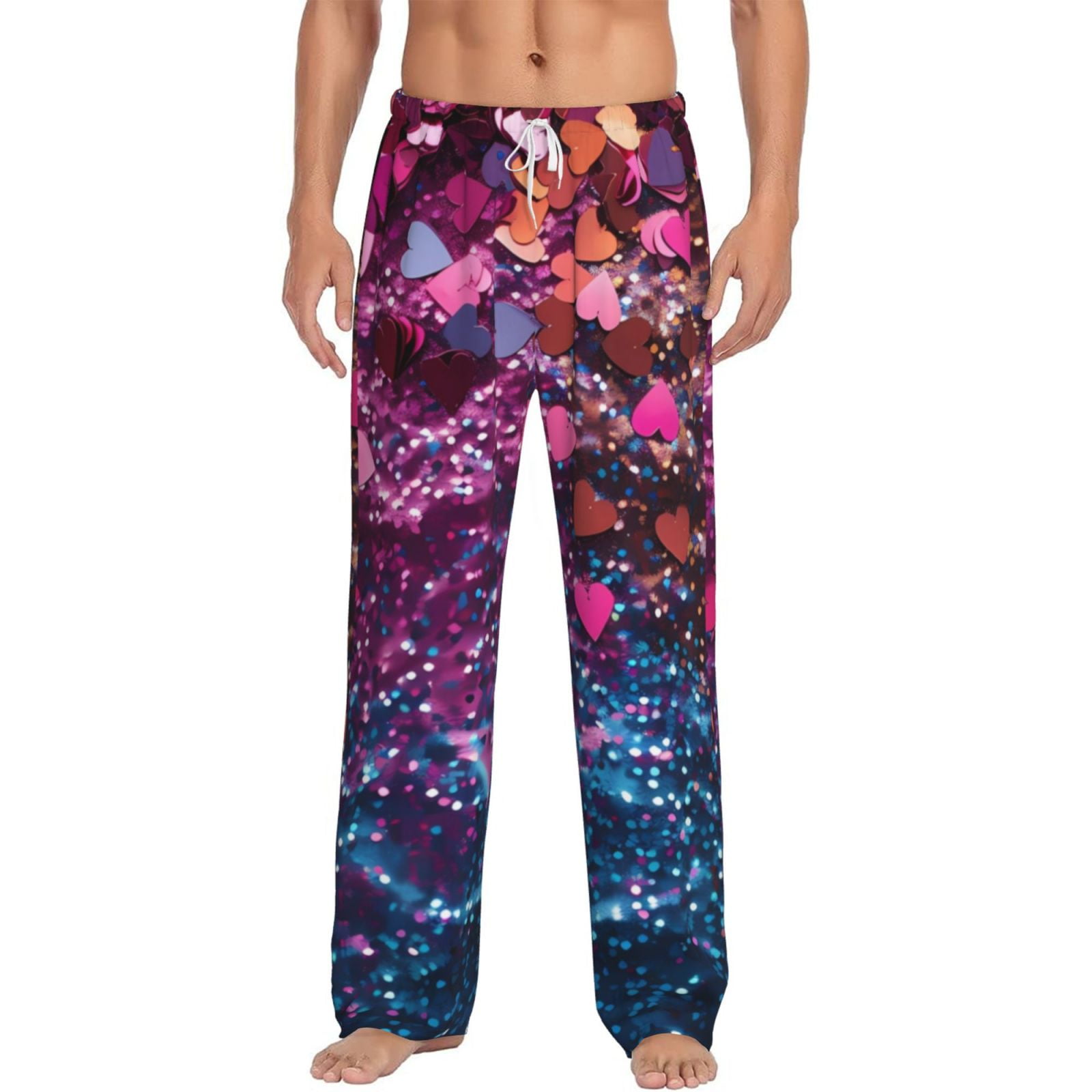 Daiia Heart Confetti on Glitter Men's Sleep Pant with Pockets and ...