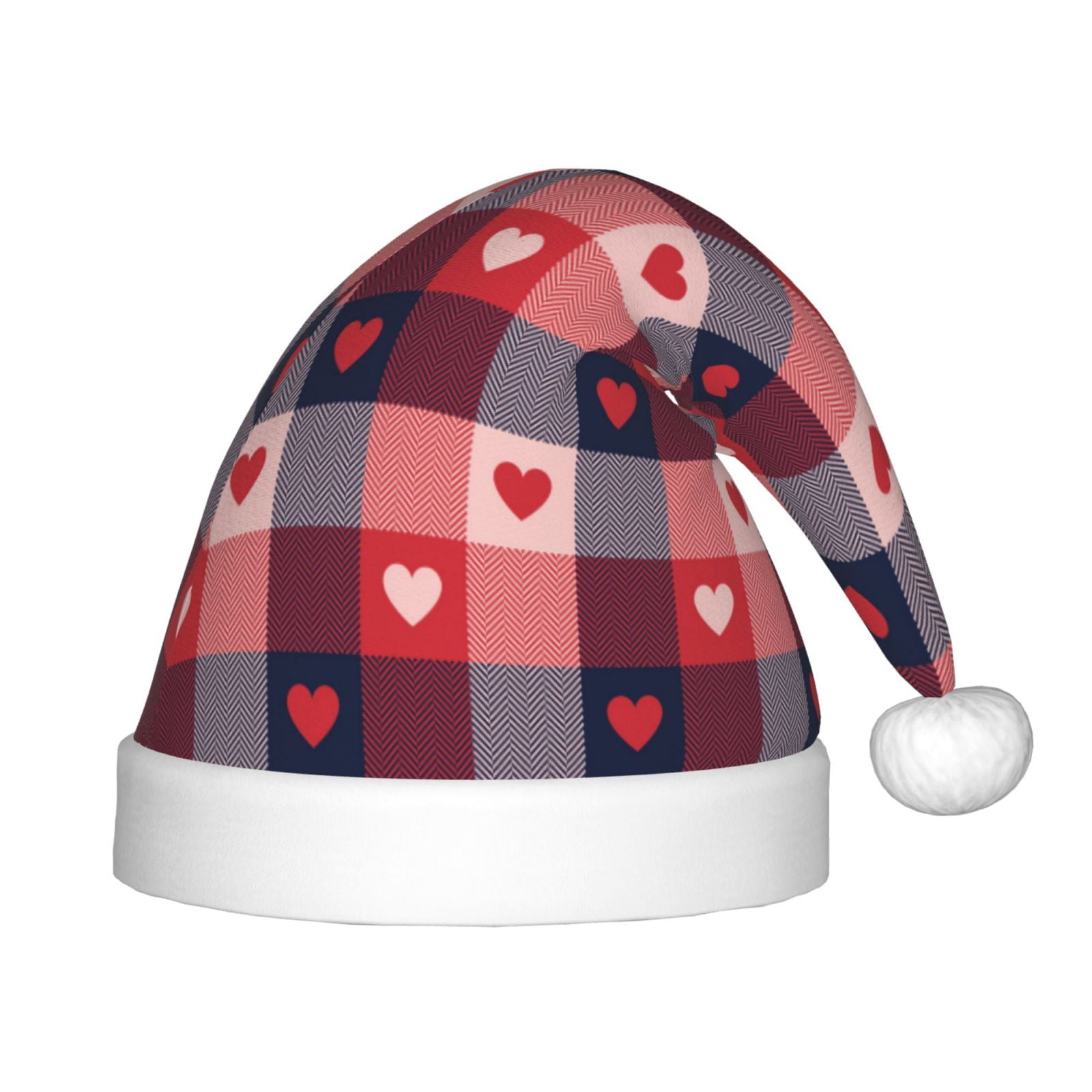 Daiia Heart Plaid Print Christmas Knitted Beanie Hat, Large Knit Hat Xmas Small Gifts For Boys ...
